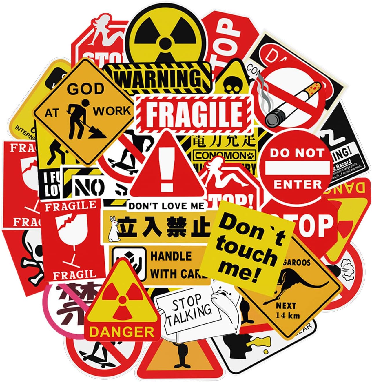 Pauplian 100 Pieces of Warning Signs to Warn Spoof Graffiti Stickers ...