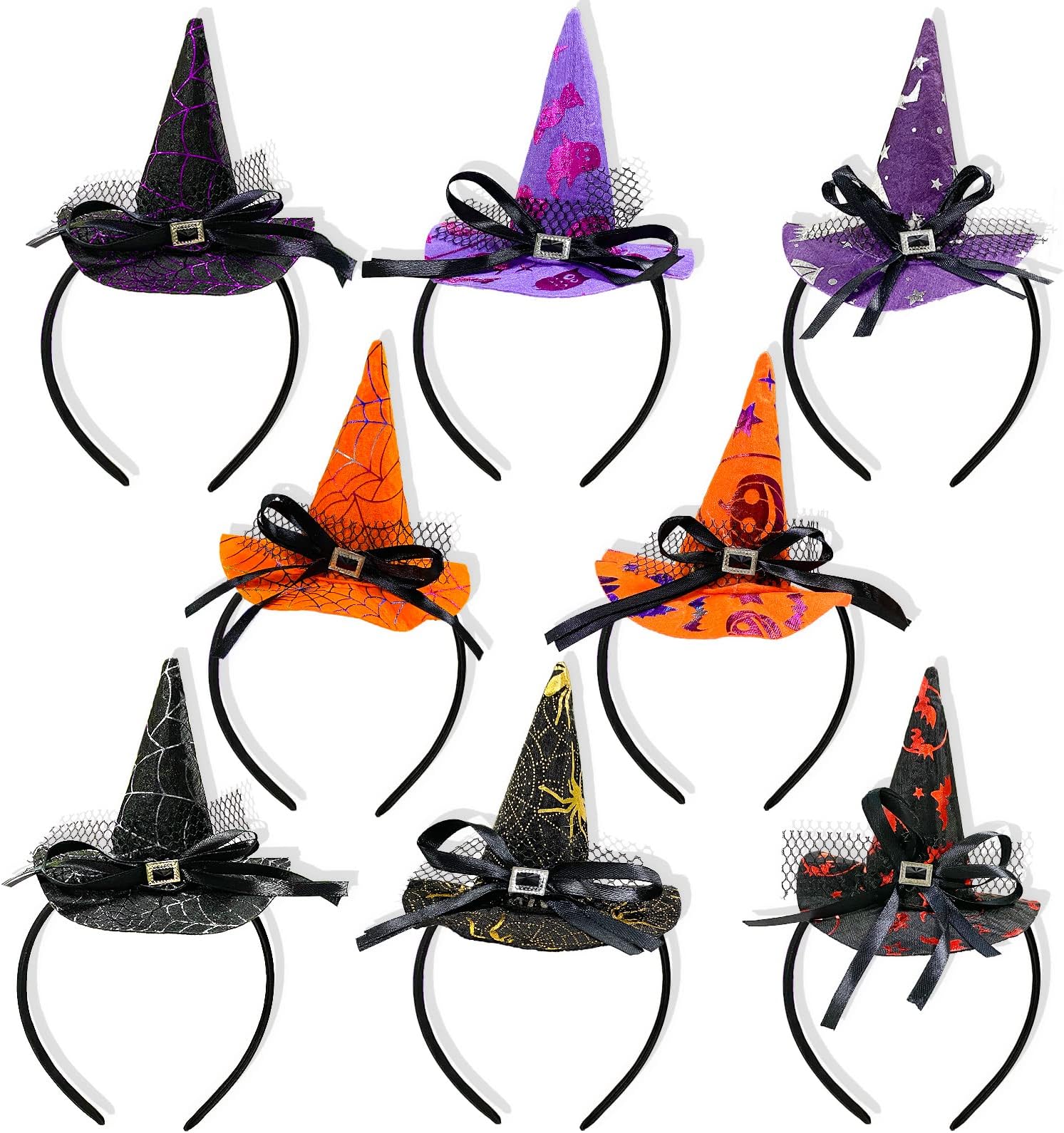 Amazon.com: NUOBESTY 6pcs Kids Witch Hat Headbands Halloween Headpiece ...