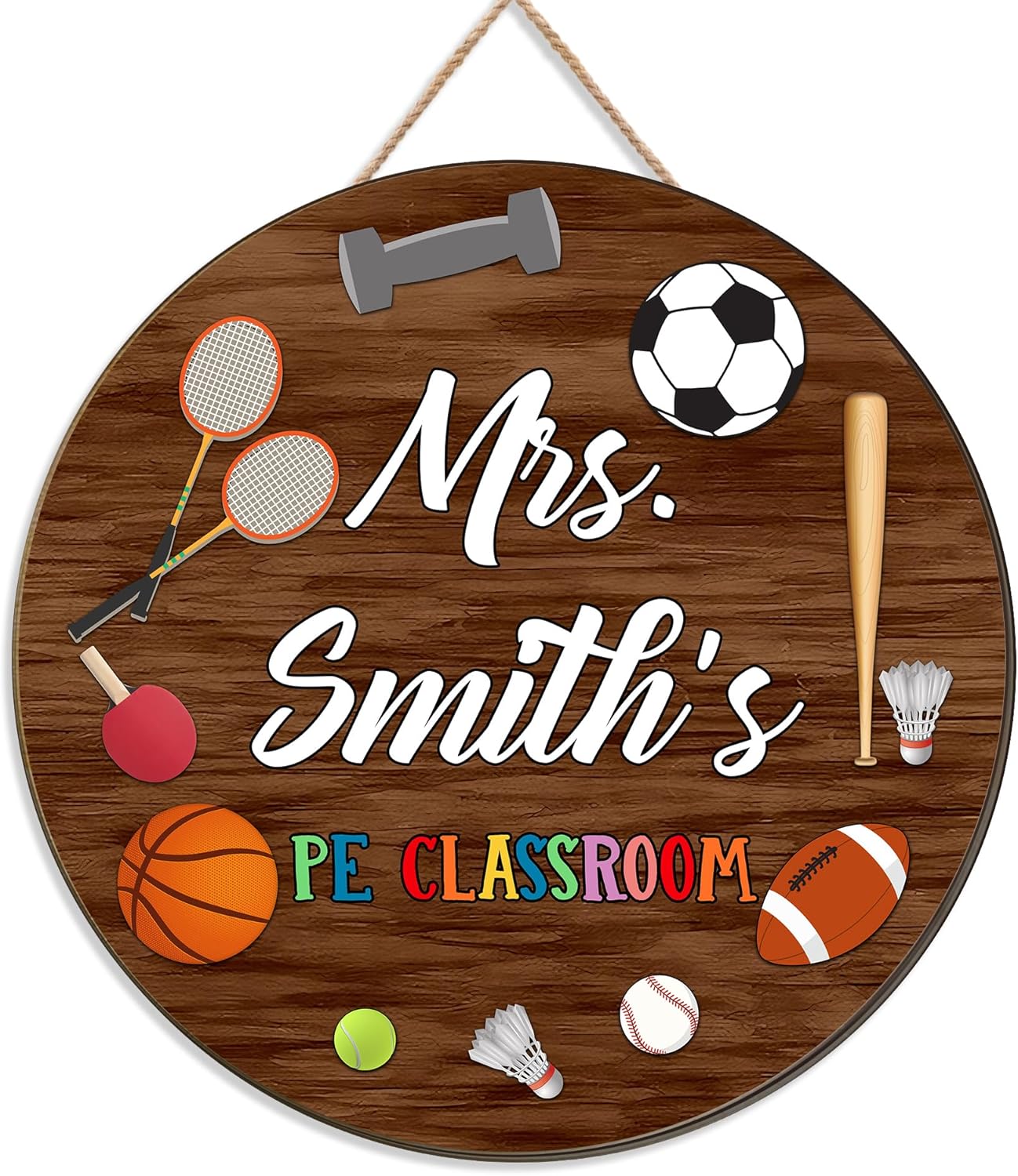 Amazon.com: Custom Physical Education Teacher Door Sign, PE Sports ...