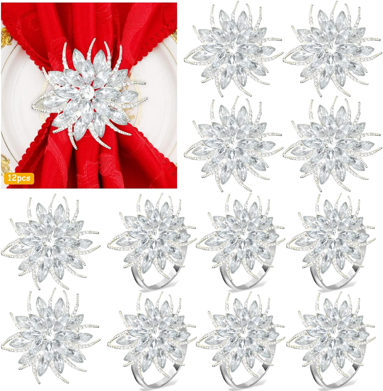 Amazon.com: Hotop Napkin Rings Wedding Holder Metal Leaves Napkins ...