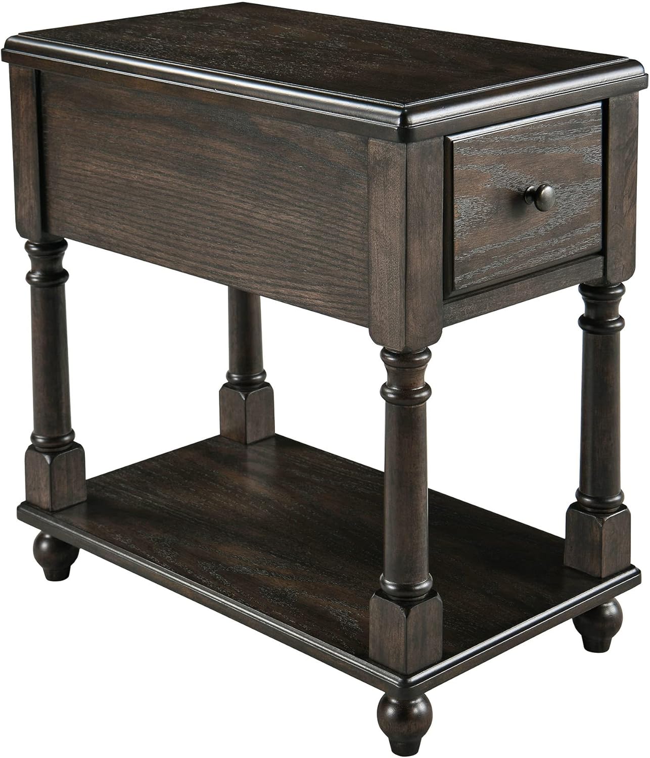 Amazon.com: MODERION Solid Wood Narrow End Table with Drawer, Sofa Side ...