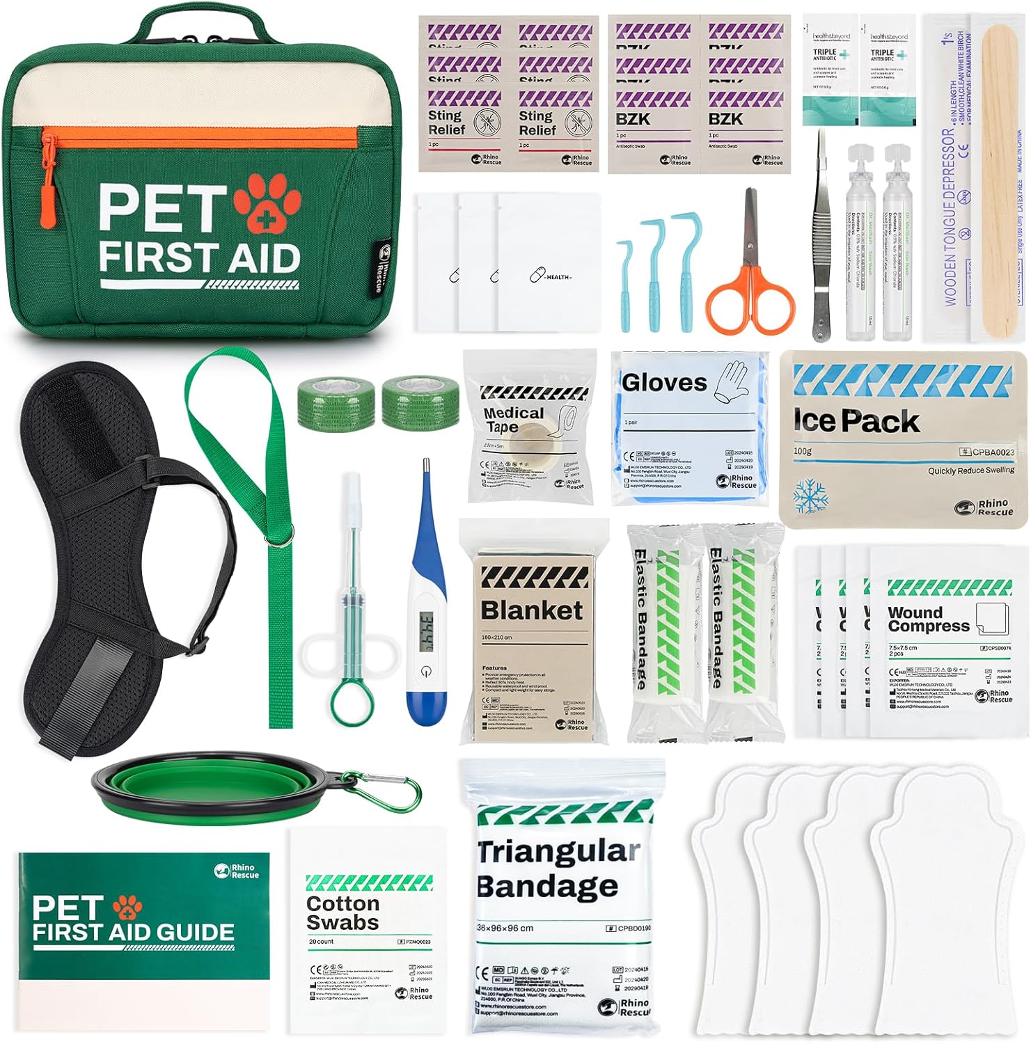 Amazon.com: RHINO RESCUE Pet First Aid Kit, Emergency Medical Supplies ...