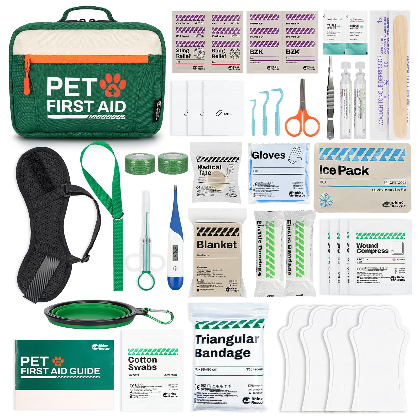 Amazon.com: RHINO RESCUE Pet First Aid Kit, Emergency Medical Supplies ...