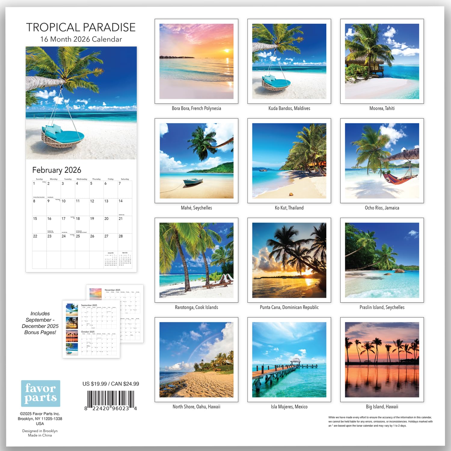 Snapklik.com : Tropical Beaches Hangable Wall Calendar Full Page Months ...