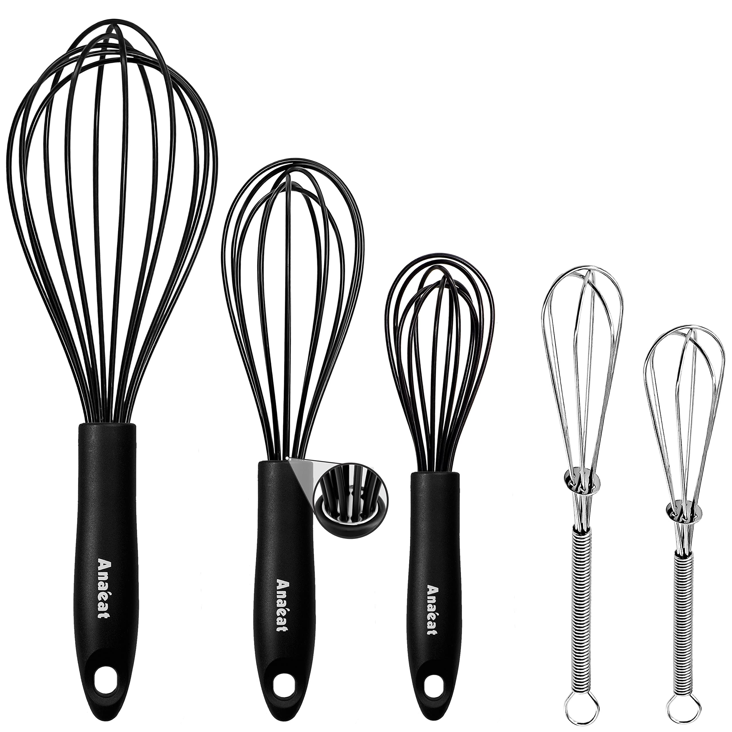 Amazon.com: Anaeat Kitchen Whisk Set of 5, Perfect for Non-Stick ...