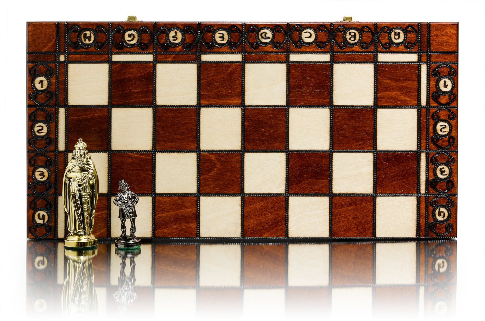 CHROME MEDIEVAL Chess Set 16" Wooden Chess Board with Ornaments and ...