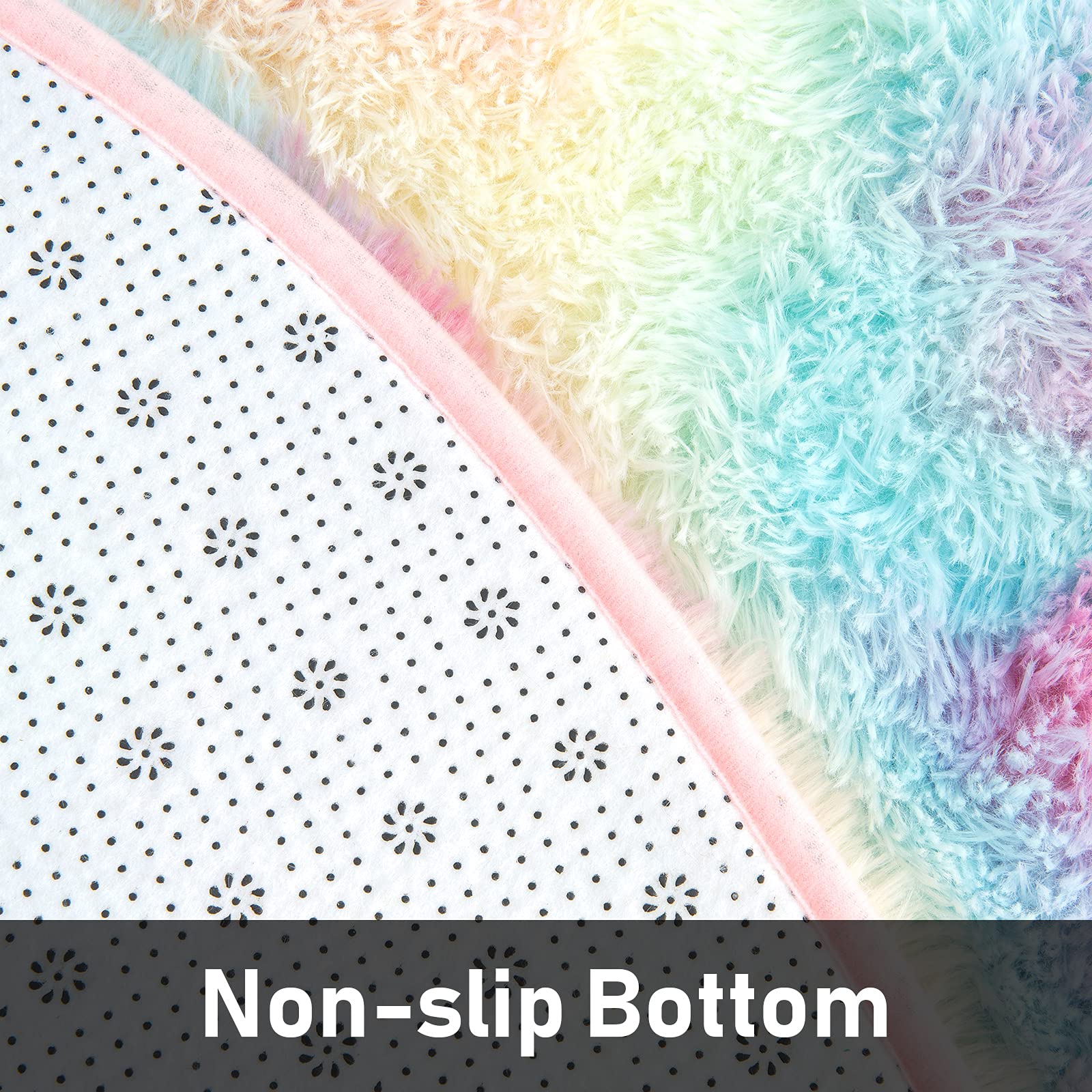 ST. BRIDGE Soft Round Rainbow Rug for Girls Room, Fluffy Circle Rug for ...