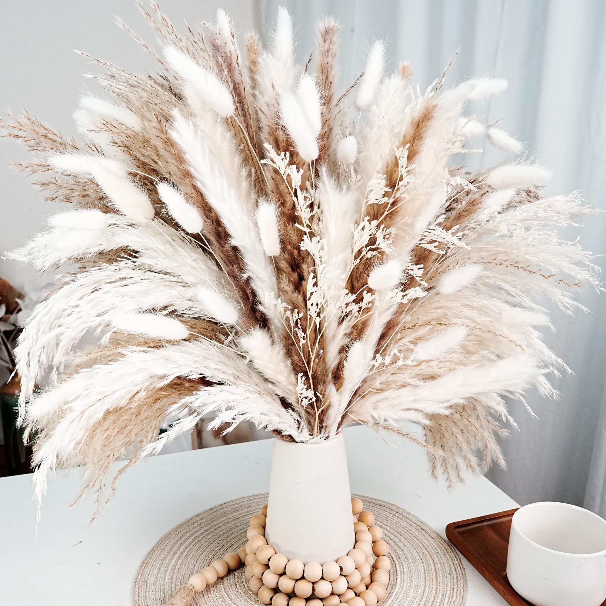 Amazon.com: 95 PCS Pampas Grass Decor Natural Dried Flowers | Boho ...
