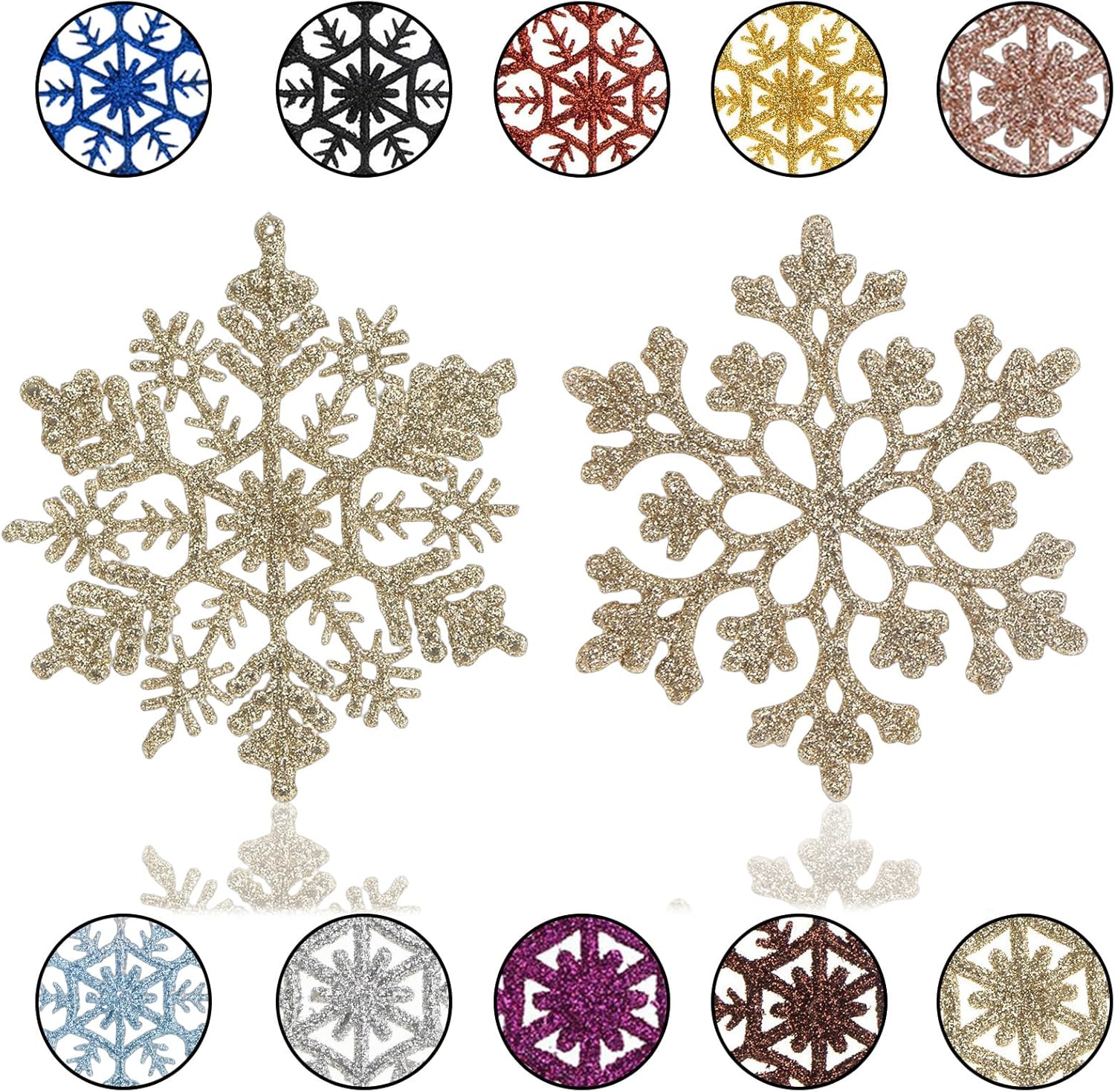 12P Glitter Snowflake Ornaments for Christmas Trees Decorations ...