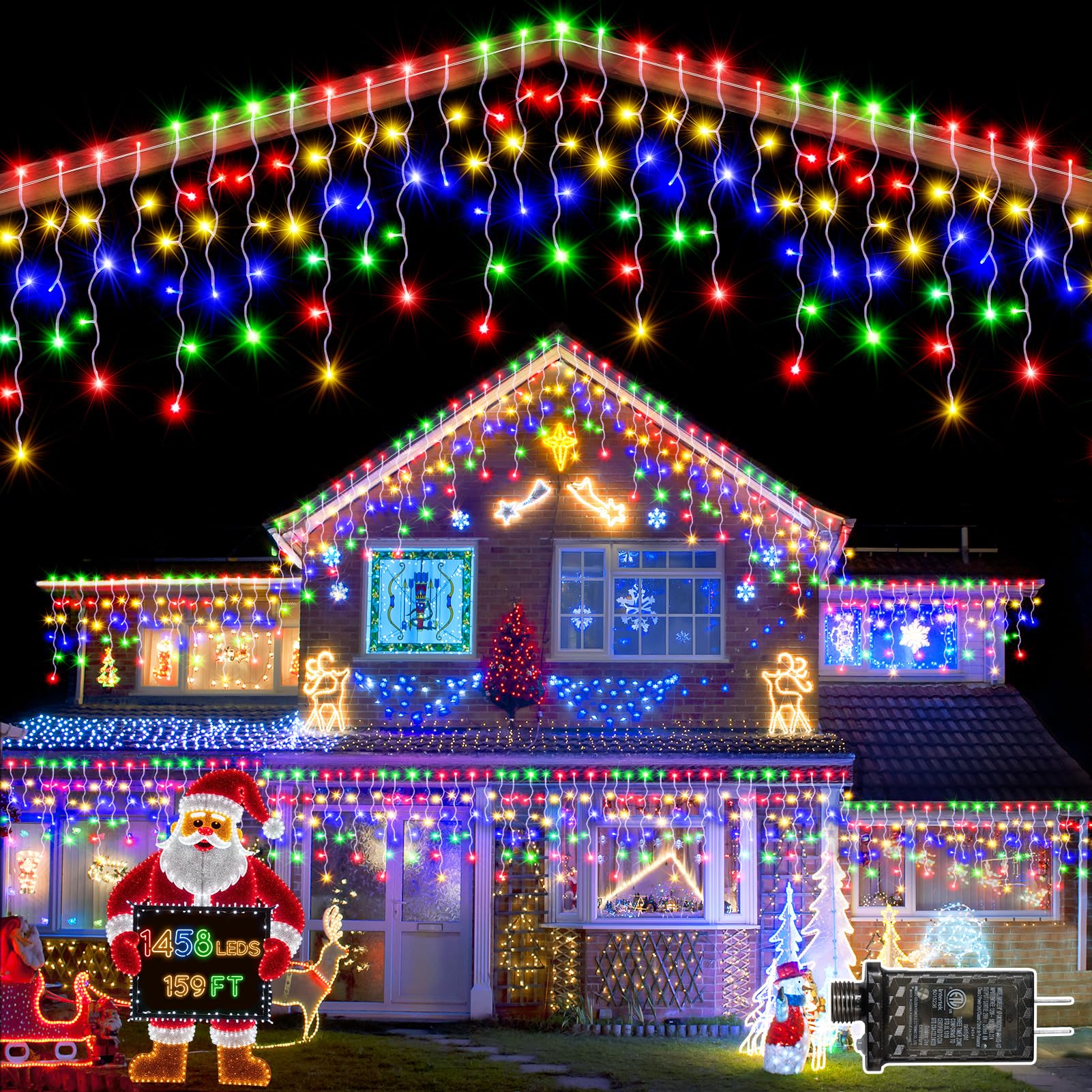 JIXXULVU 159 FT Christmas Lights Outdoor, 1458 LED Waterproof Outside ...