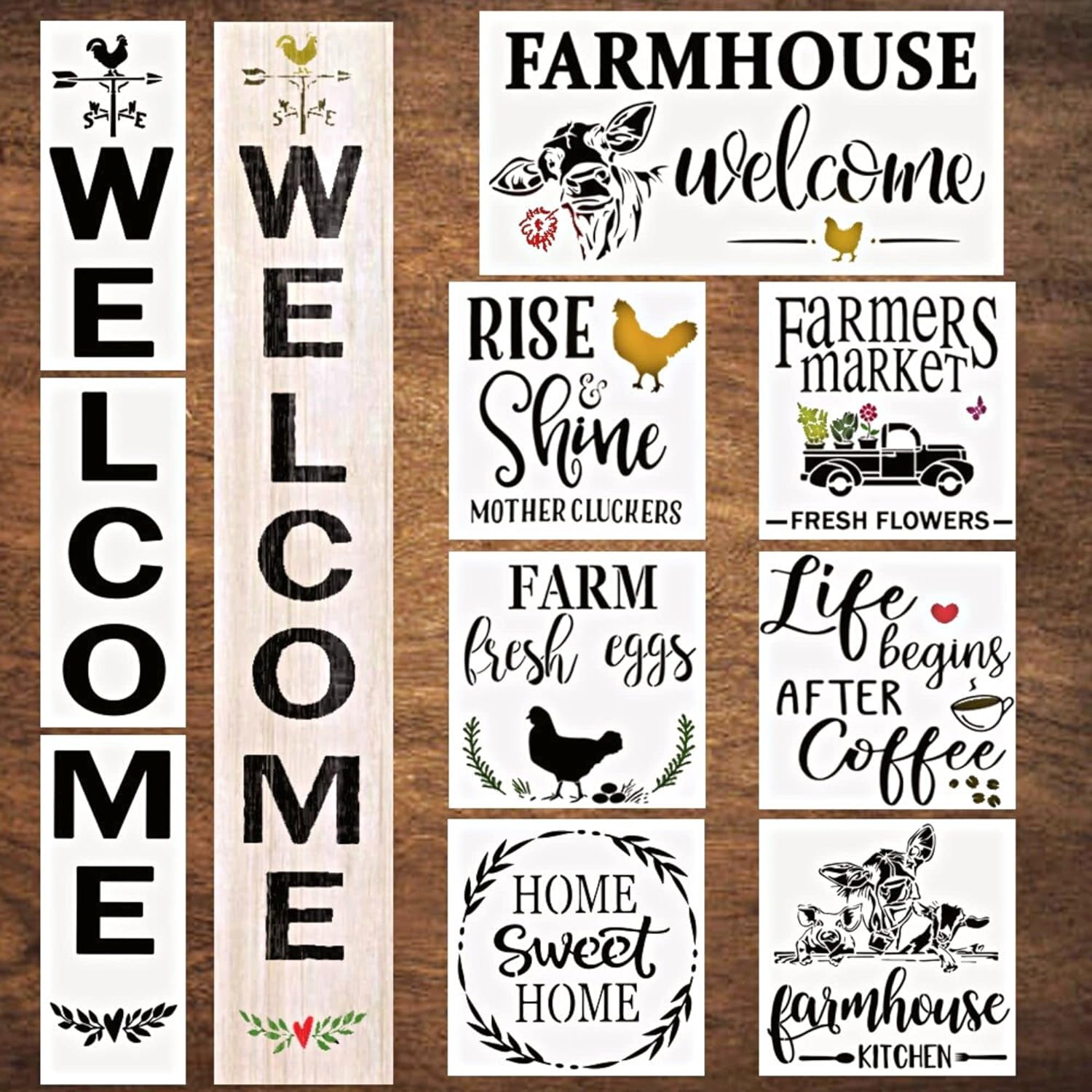 Matrices et pochoirs de ferme pour peinture sur bois, pochoir vertical ...