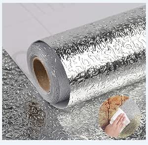 Feisoon Silver Contact Paper Kitchen Backsplash Water/Oil Proof ...