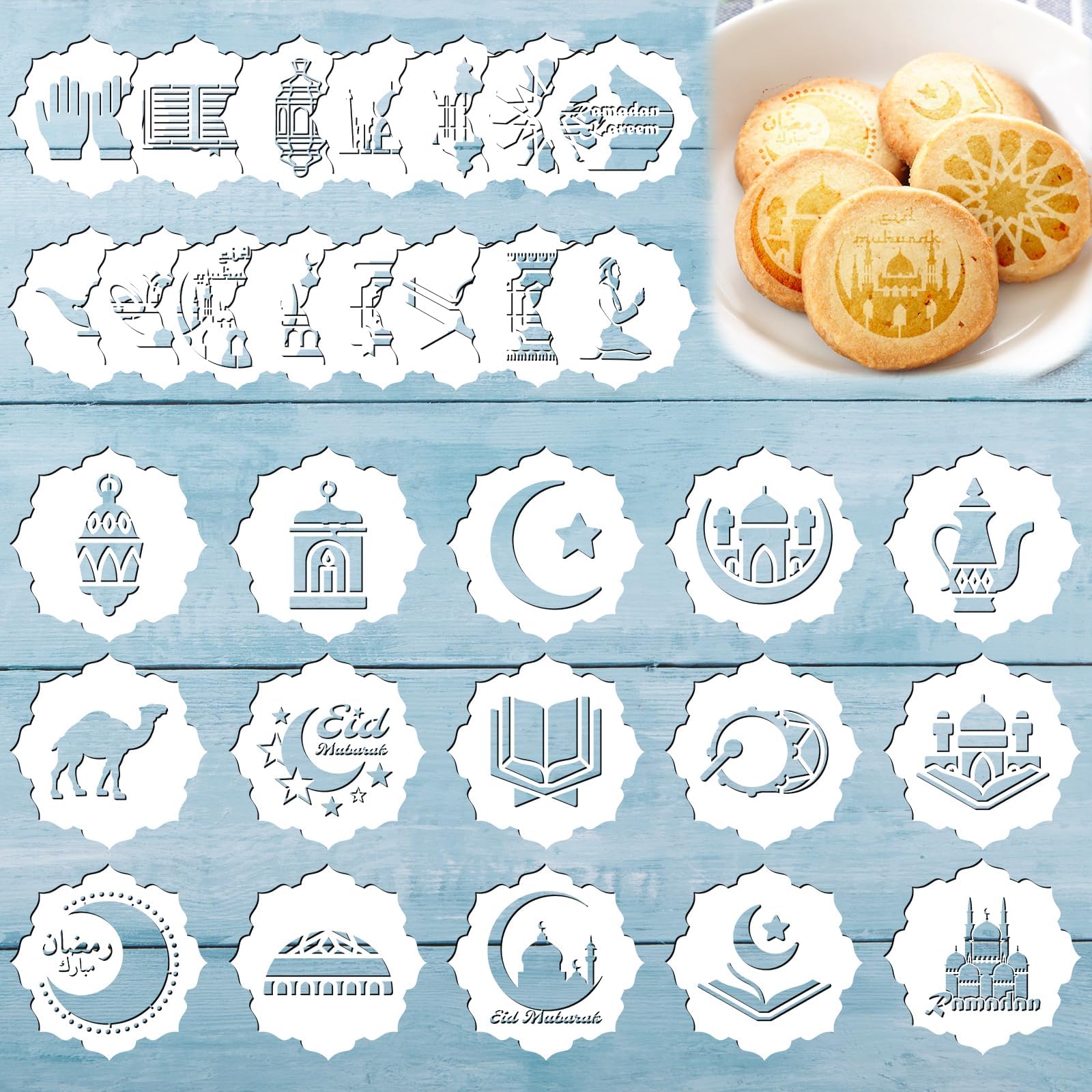 Amazon.com: HOWAF 16pcs Ramadan Eid Stencil,Eid Mubarak Drawing ...