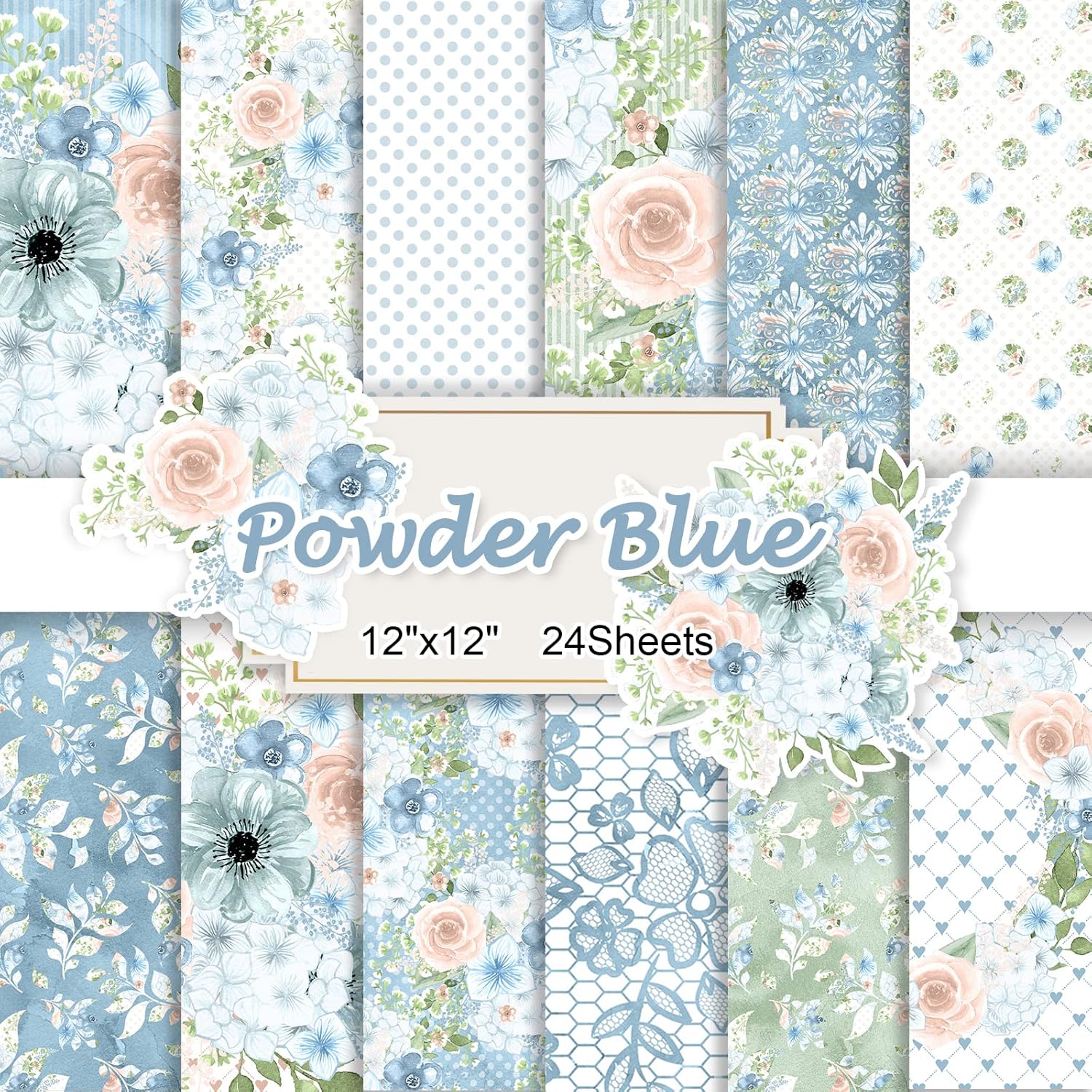 Amazon.com : 28 Sheets Scrapbook Paper, 12"X12" Inch Floral Scrapbook ...