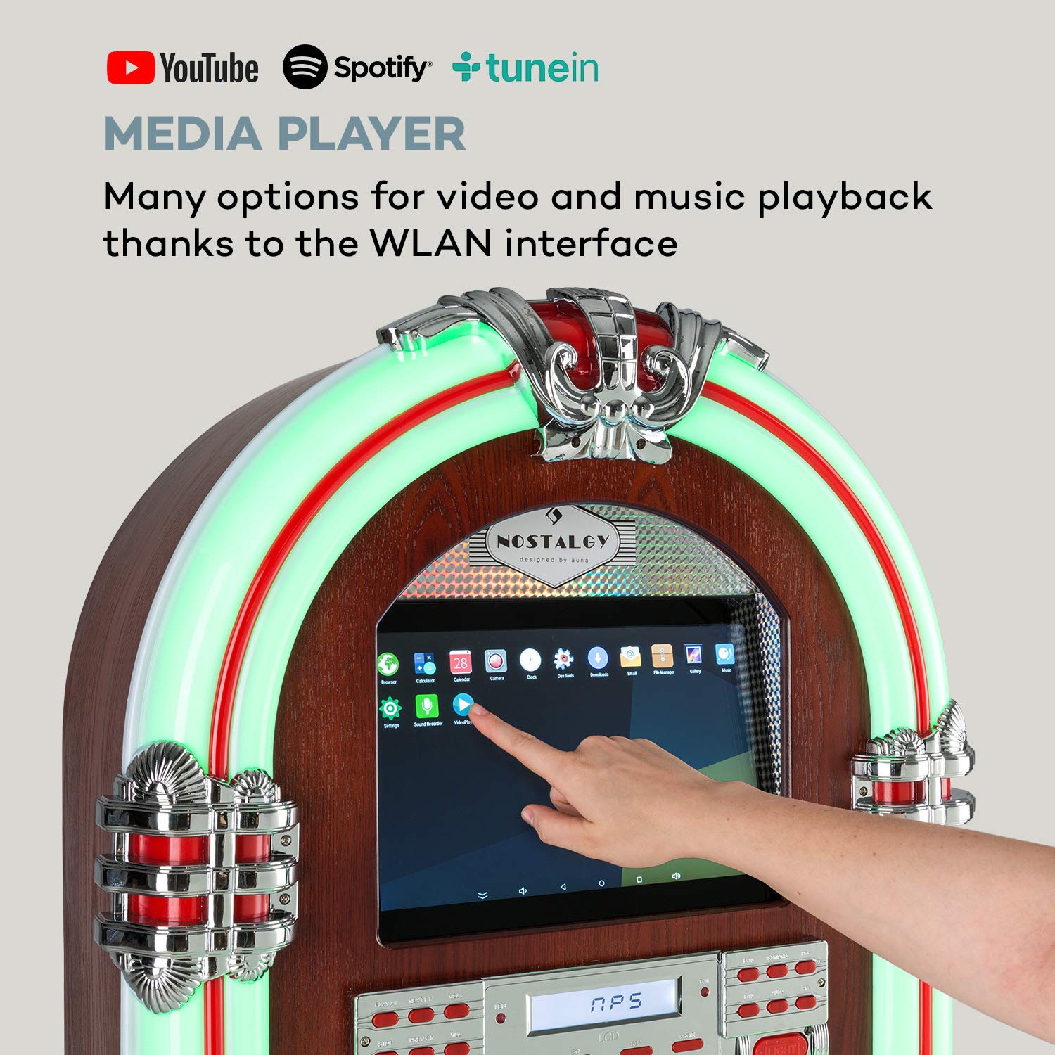 Buy auna Graceland Touch - Jukebox, BT function, CD player, 12" touch ...