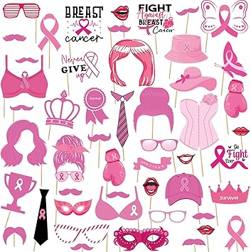 Amazon.com: WinnerWhy 50 Set Breast Cancer Awareness Photo Booth Props ...