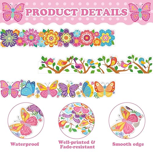 Snapklik.com : 60 Pcs Spring Bulletin Board Borders Flower Butterfly ...