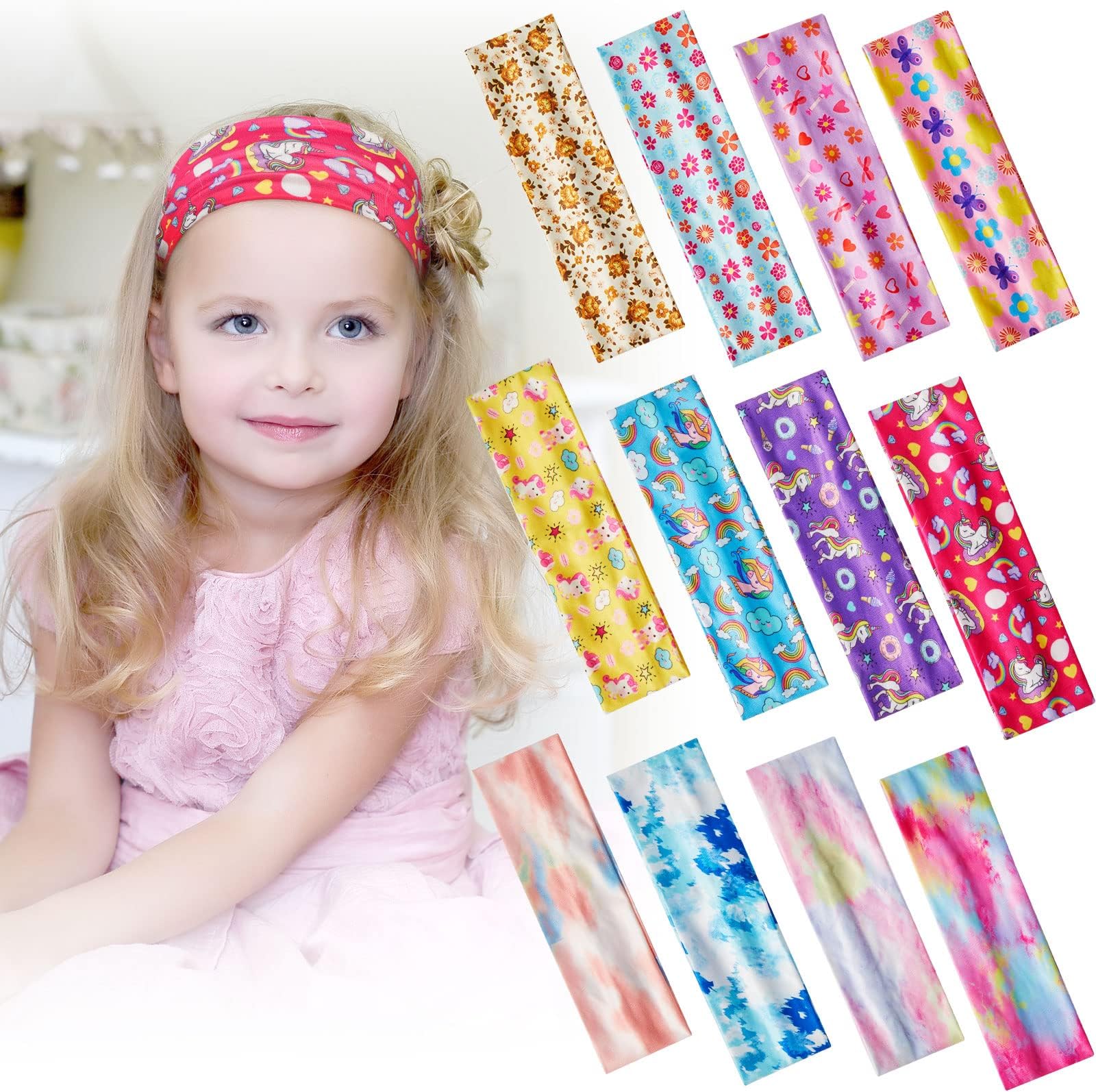 Amazon.com : Juexica 12 Pieces Wide Headbands for Girls Cute Elastic ...
