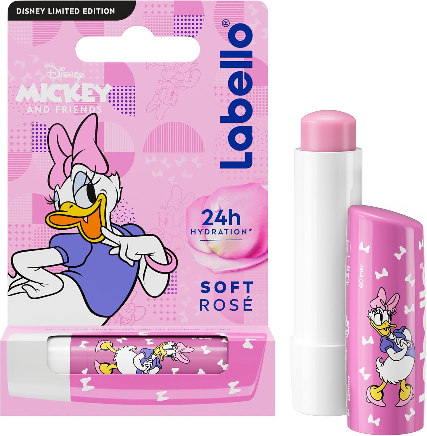 LABELLO Soft Rosé Daisy Duck édition limitée Disney (1 x 5,5 ml), Stick ...