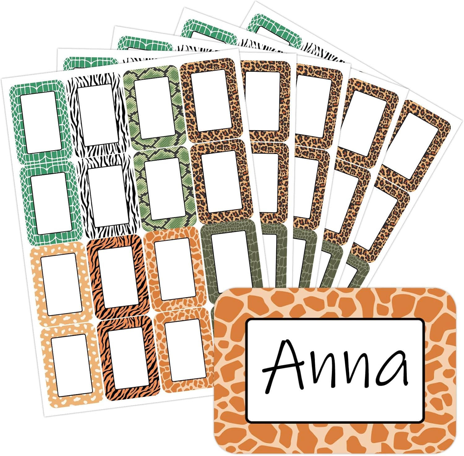 Amazon.com: 120Pcs Jungle Animal Name Tags Sticker Classroom ...