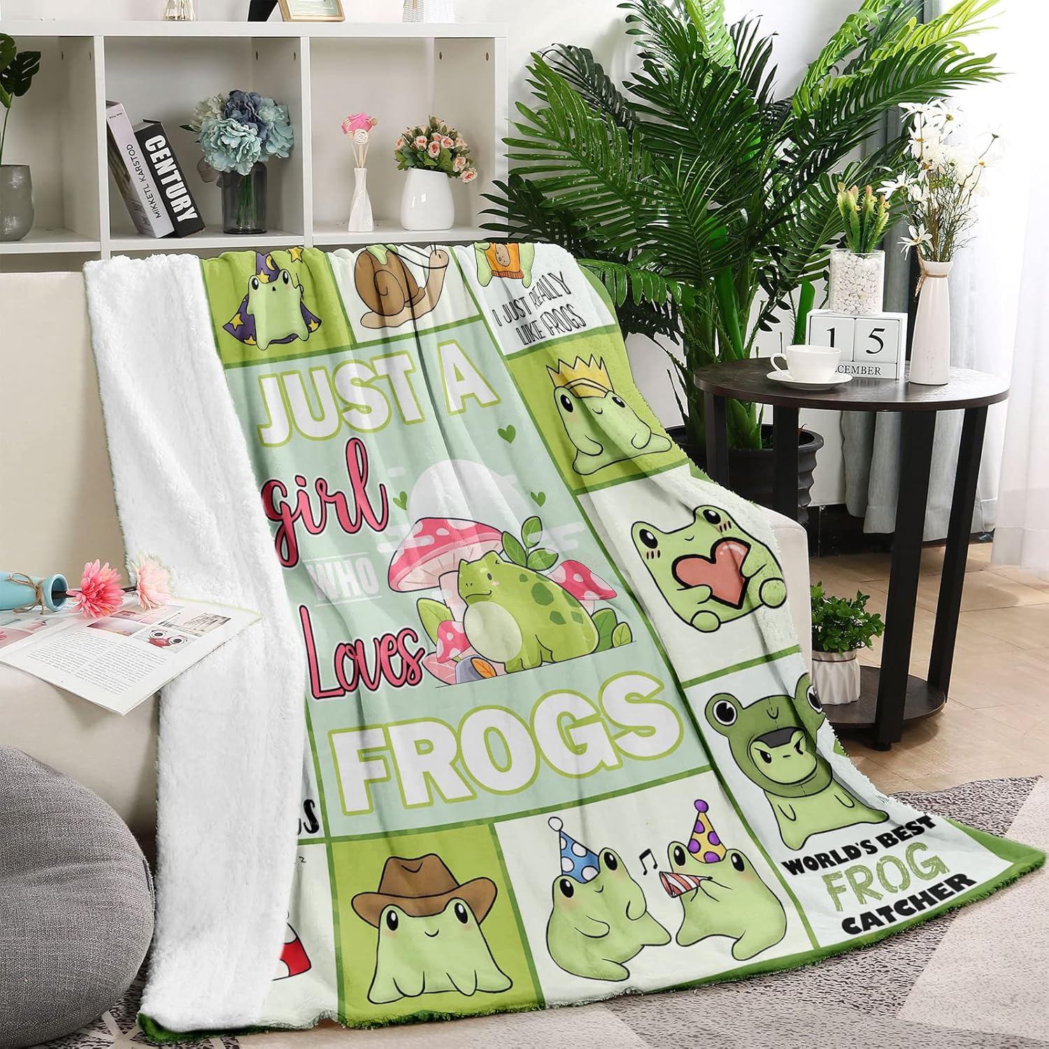 Just A Girl Who Loves Frogs Throw Blanket Gifts for Girls, Soft Cute ...