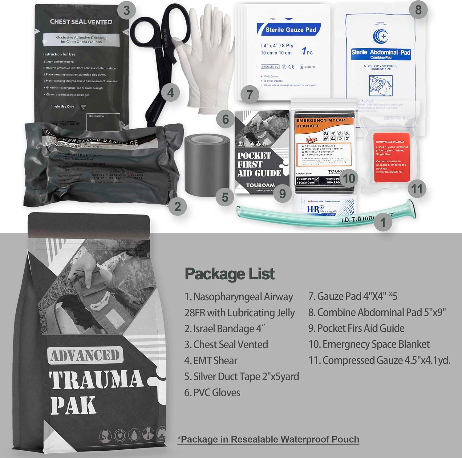 Buy Ifak Trauma Kit Refill - TOUROAM Tactical Military First Aid Kit ...