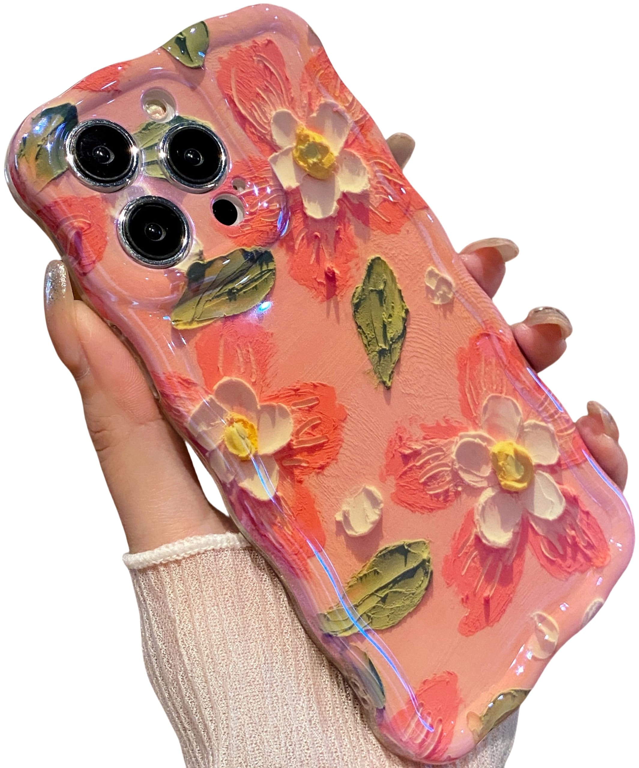 Amazon.com: Amytor for iPhone 12 Pro Max Case, Colorful Retro Oil Painting Printed Flower Laser ...