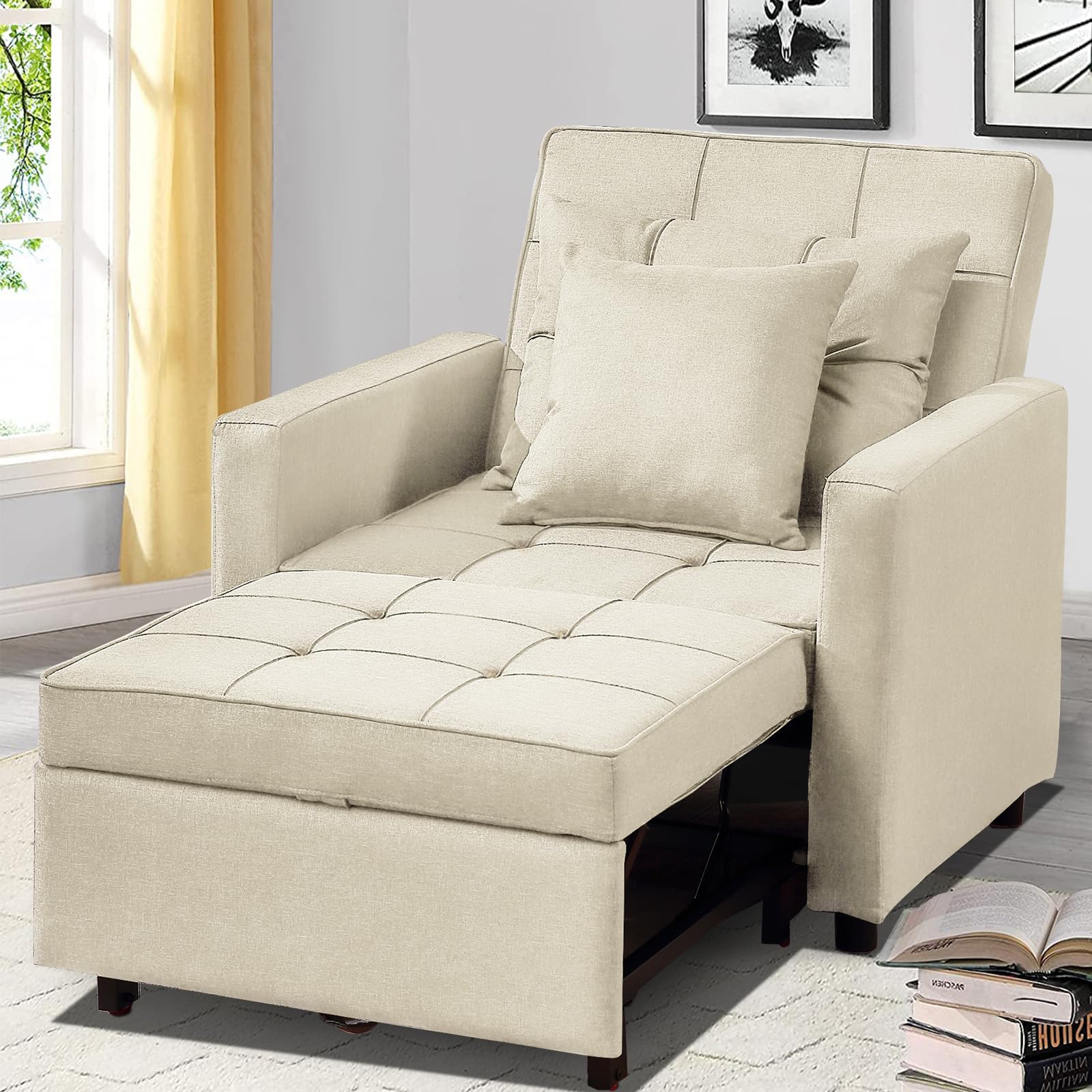 Amazon.com: STRPRETTY BASIC Convertible Chair Bed, 3-in-1 Sleeper Chair ...