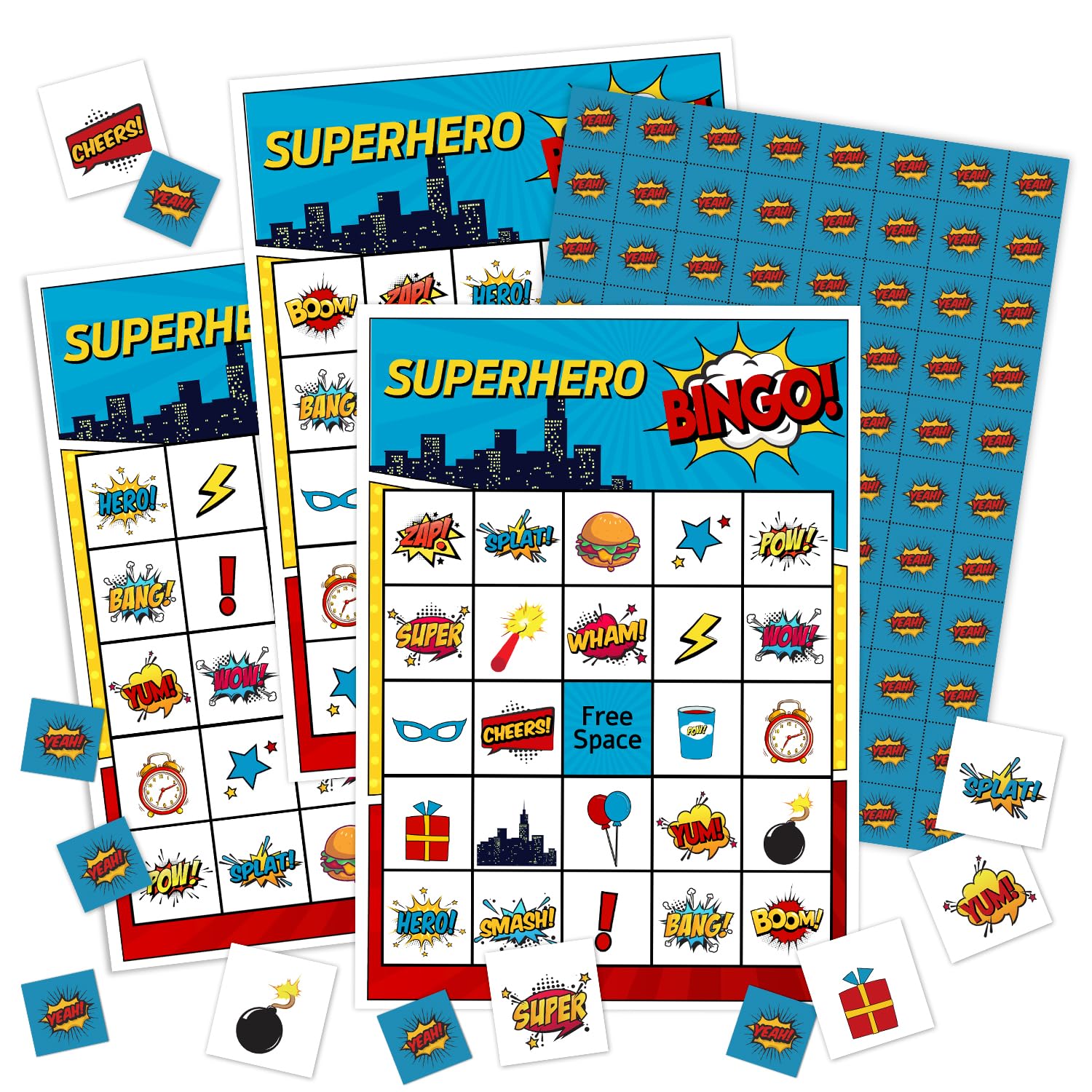 Amazon.com: YUEXLL Superhero Bingo Card Set - 24 Players, Activities ...