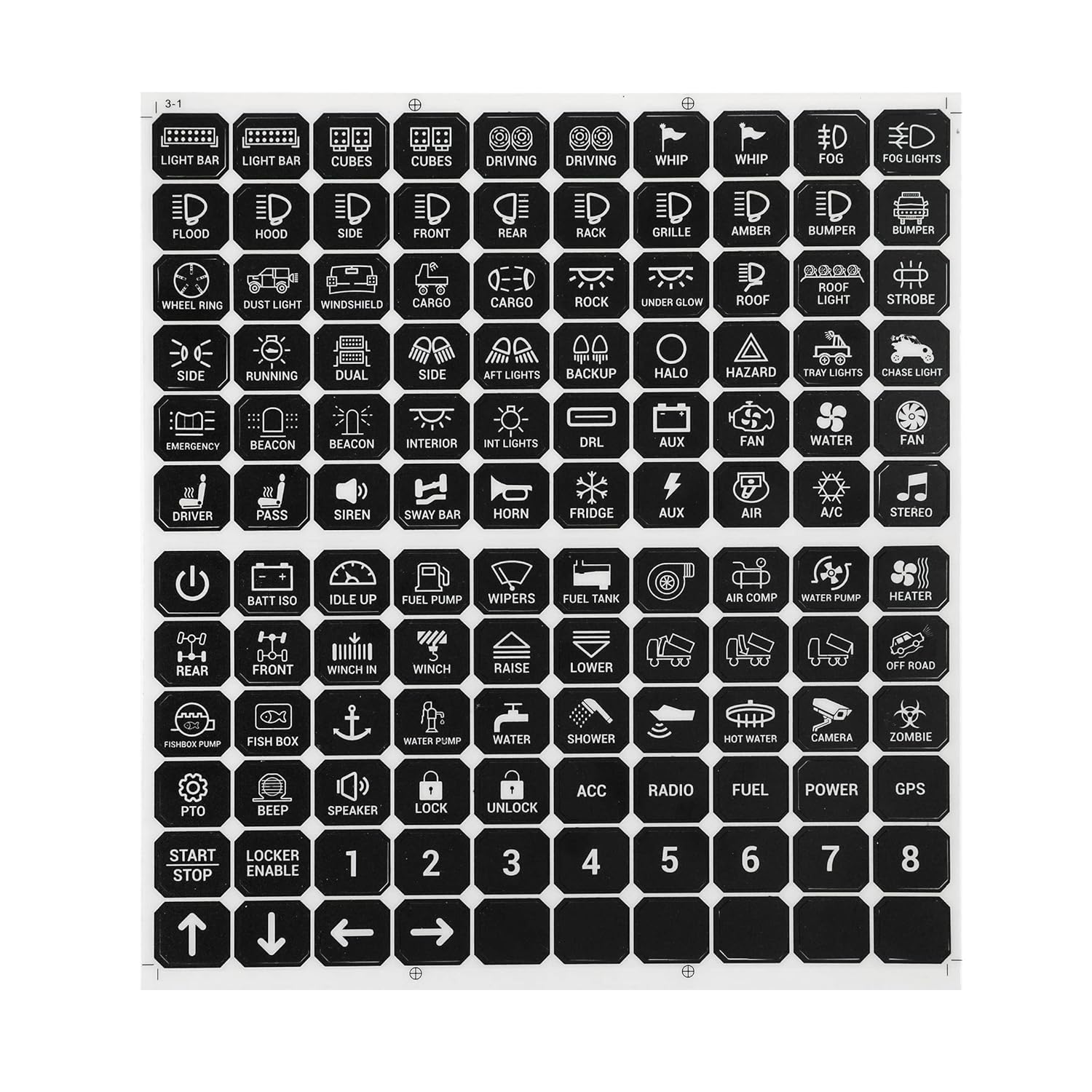 Amazon.com: Auxbeam 120Pcs Switch Panel Sticker, Switch Label Kit for ...