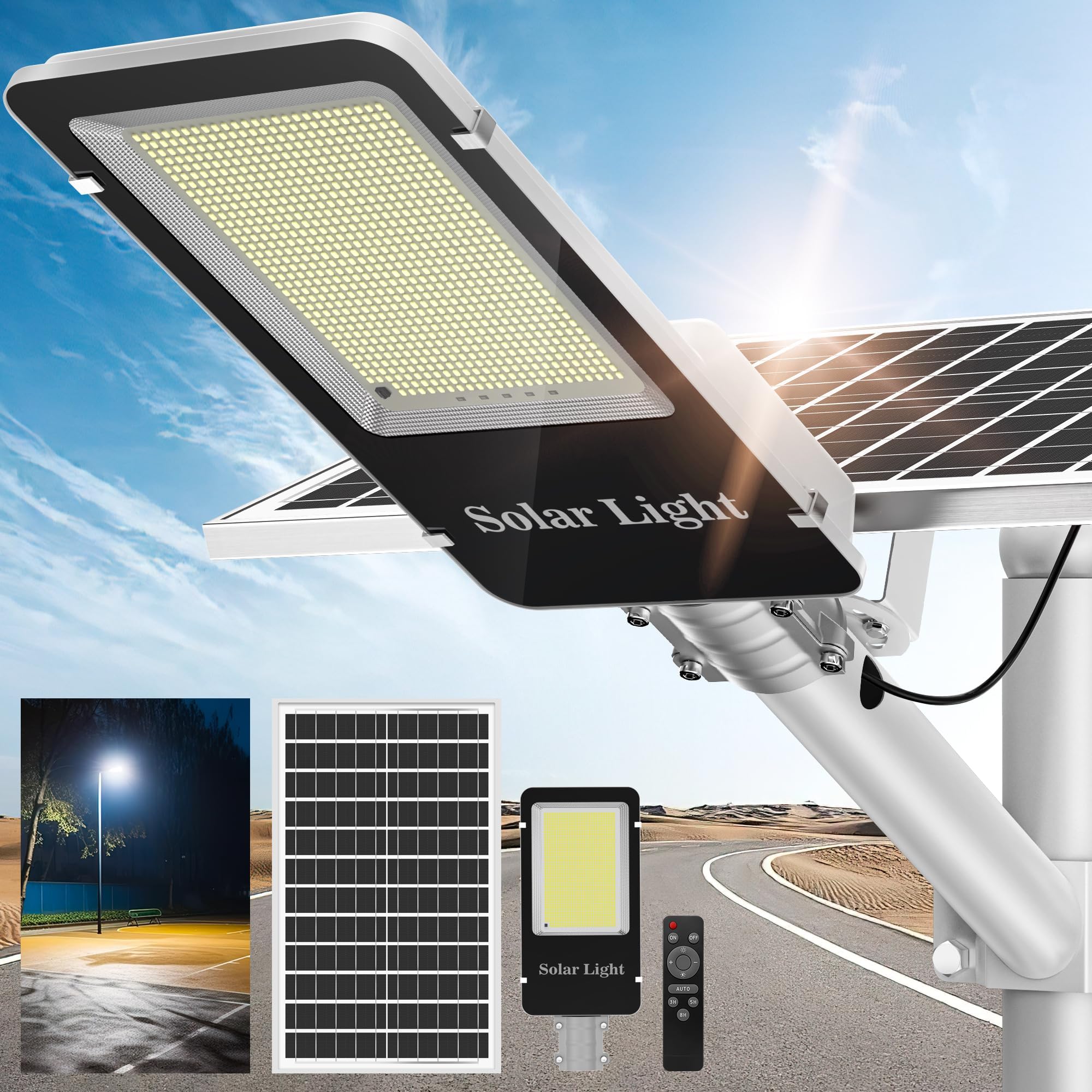 OKPRO 5000W Solar Street Lights Outdoor - 7000K Solar Lights Outdoor ...