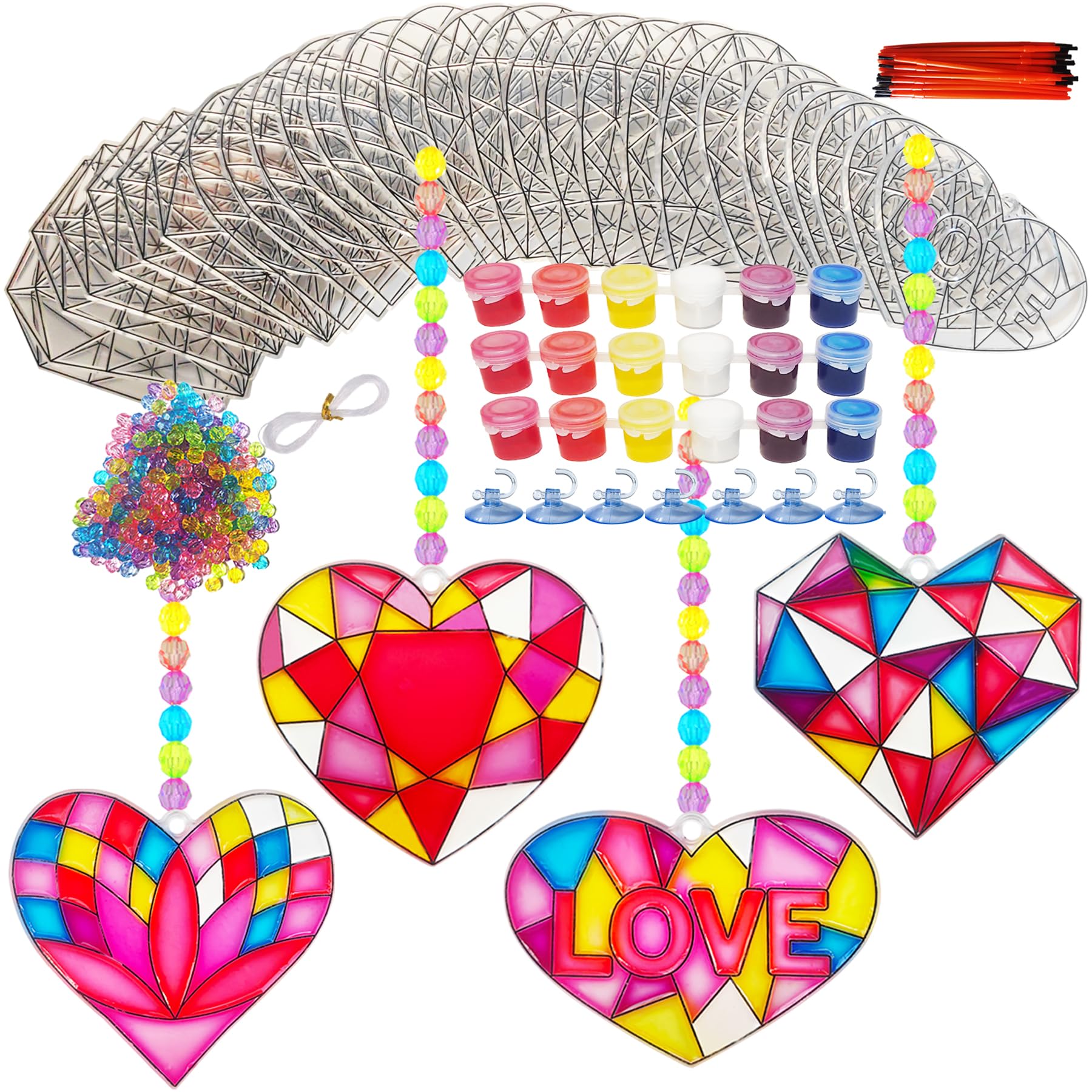 Amazon.com: Ayhuhra 28 Sets Valentine's Day Suncatcher Craft Kit DIY ...