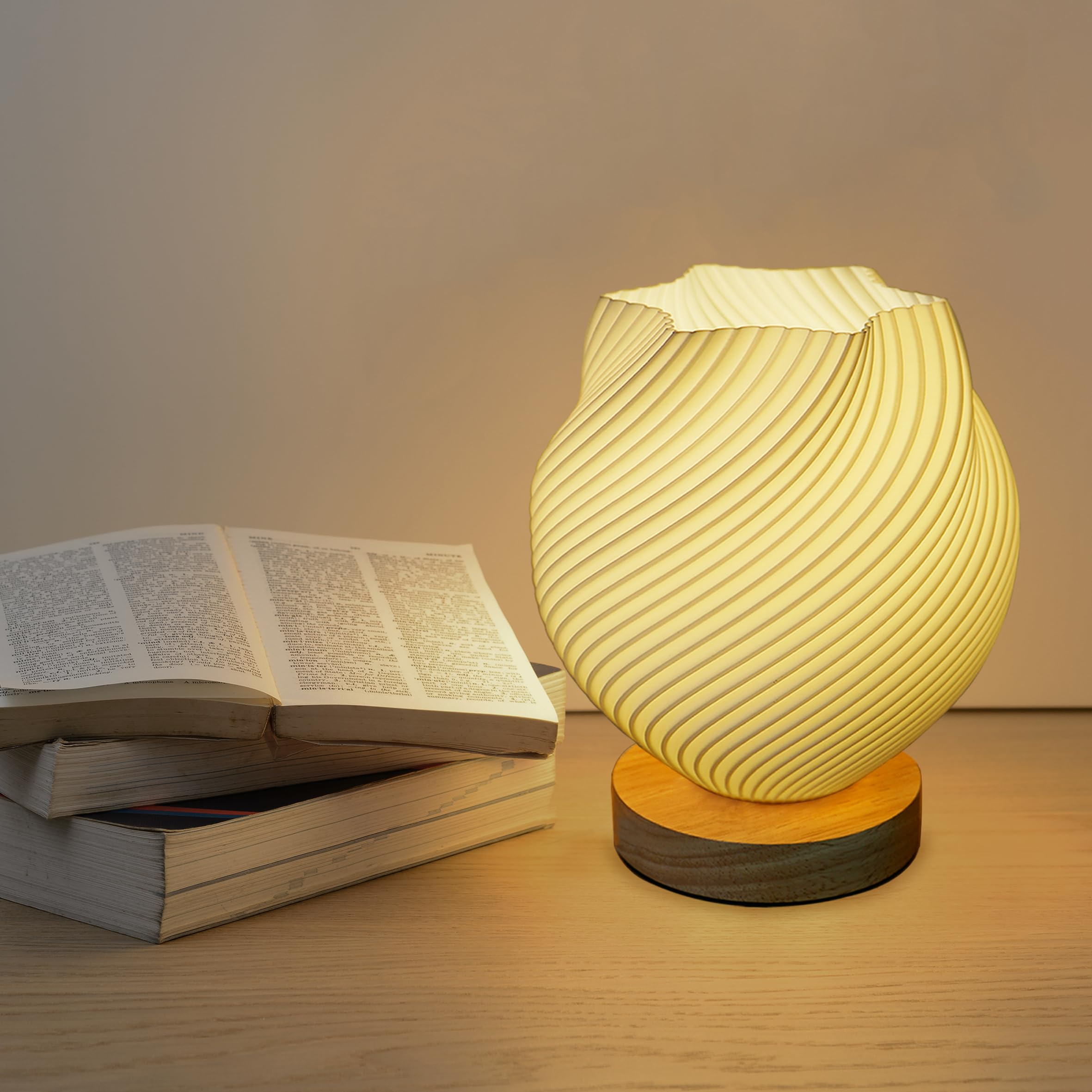 Elfkysse Small Table Lamp for Bedroom, Novelty Vintage Style Striped ...