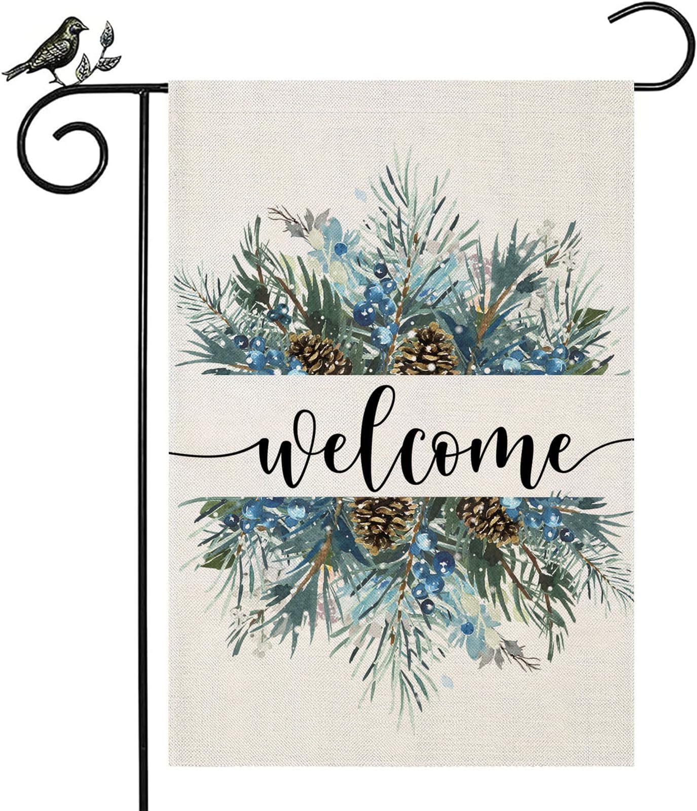 Amazon.com : DLZDN Winter Welcome Pine Tree Garden Flag 12×18 Inch ...