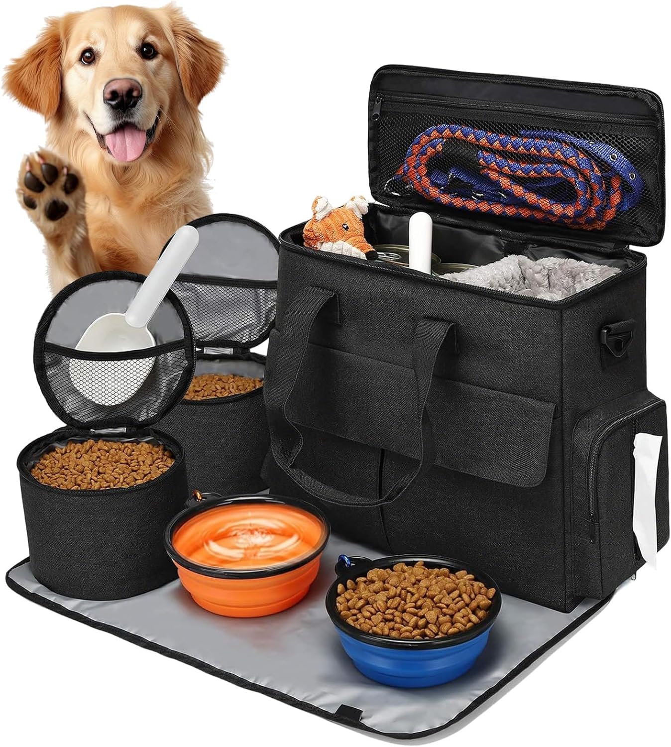 Dog Travel Backpack | Food Carrier with Foldable Bowls,Pet Supplies Backpack - for Kitten Cat ...