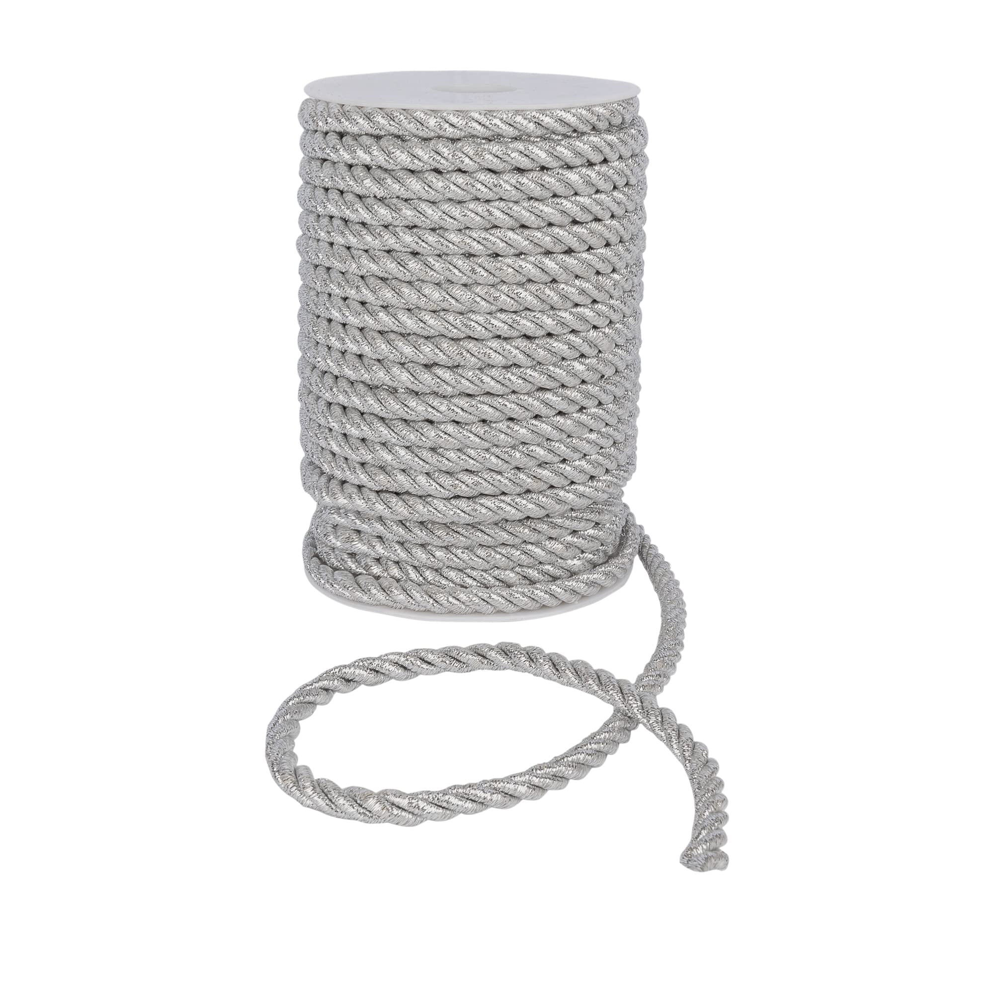 Lurex Cord - 7mm wide Macrame Cord, Coloured Elastic String, Silver ...