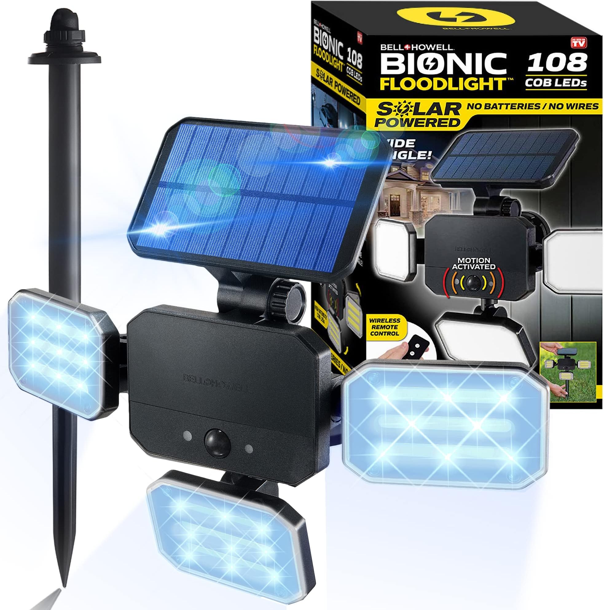 Bell+Howell Bionic Floodlight 180 Degrees Swiveling Solar Lights ...