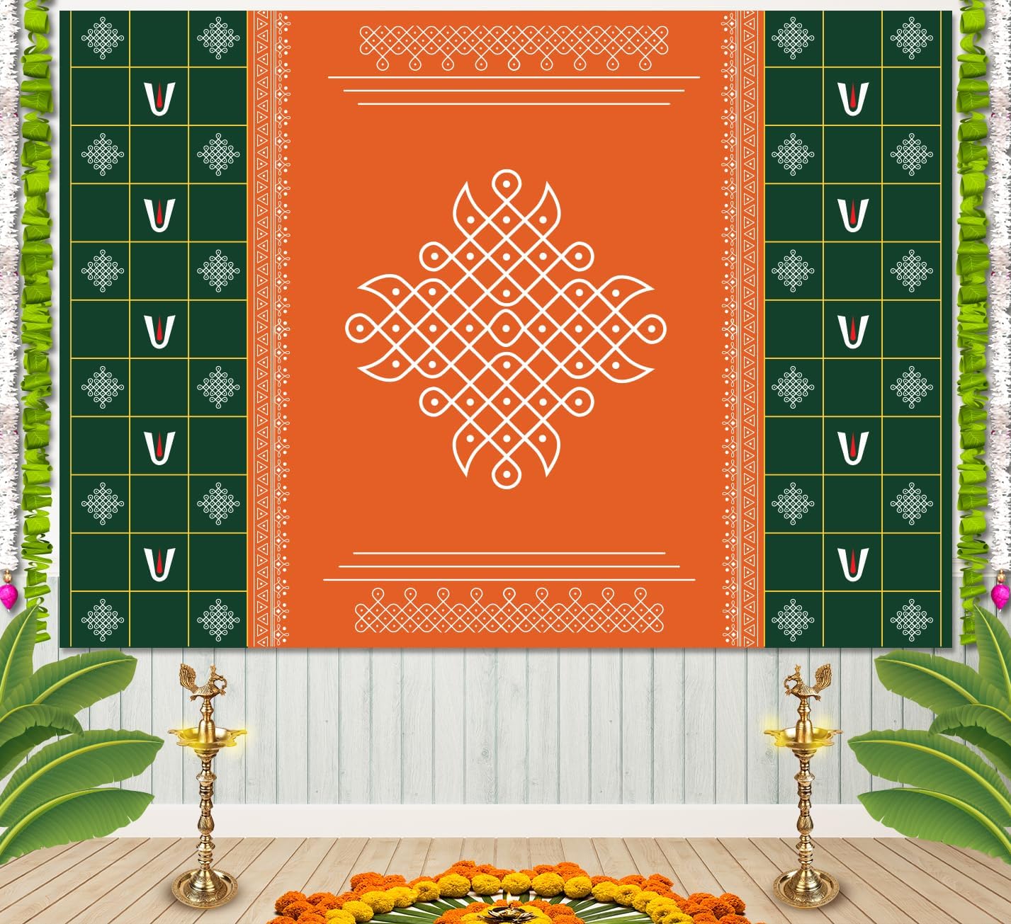 Amazon.com : Traditional Indian Pooja Backdrop Decoration Cloth - 7x5 ...