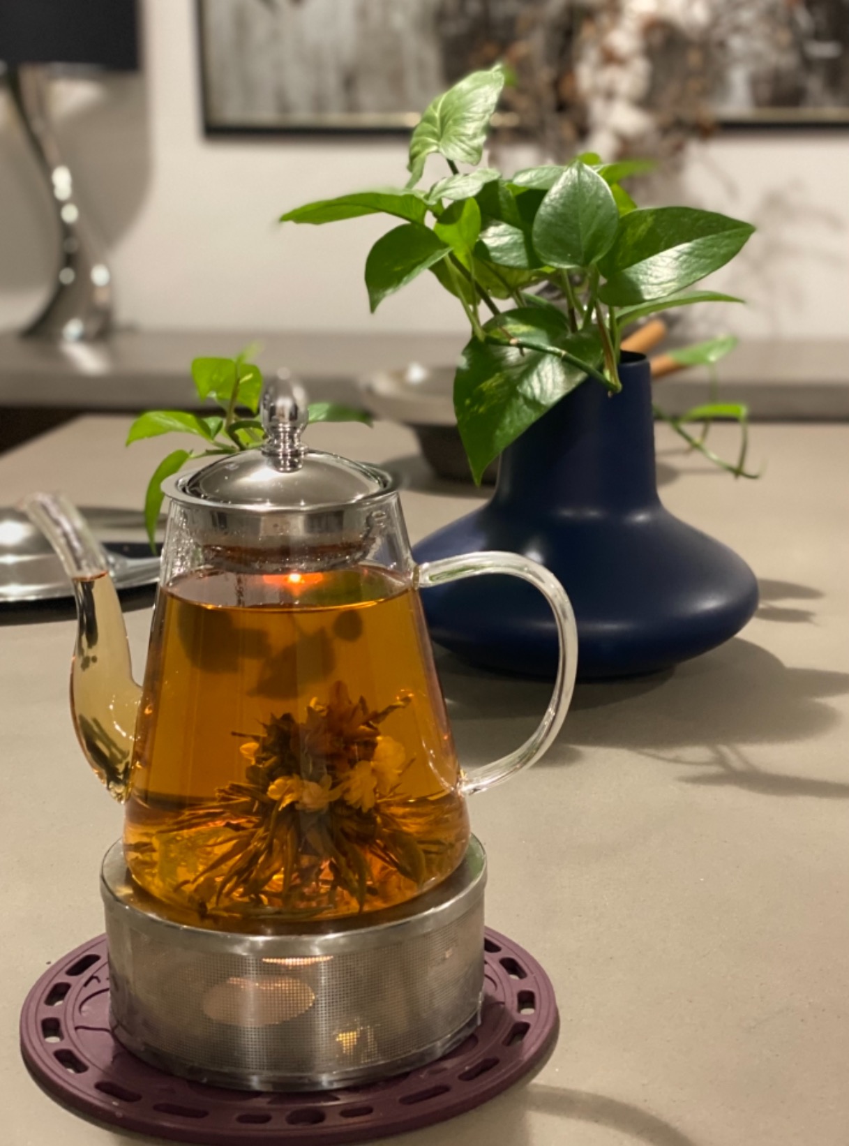 Glass Teapot 1000ml Stovetop Safe Loose Tea Pot with Removable ...