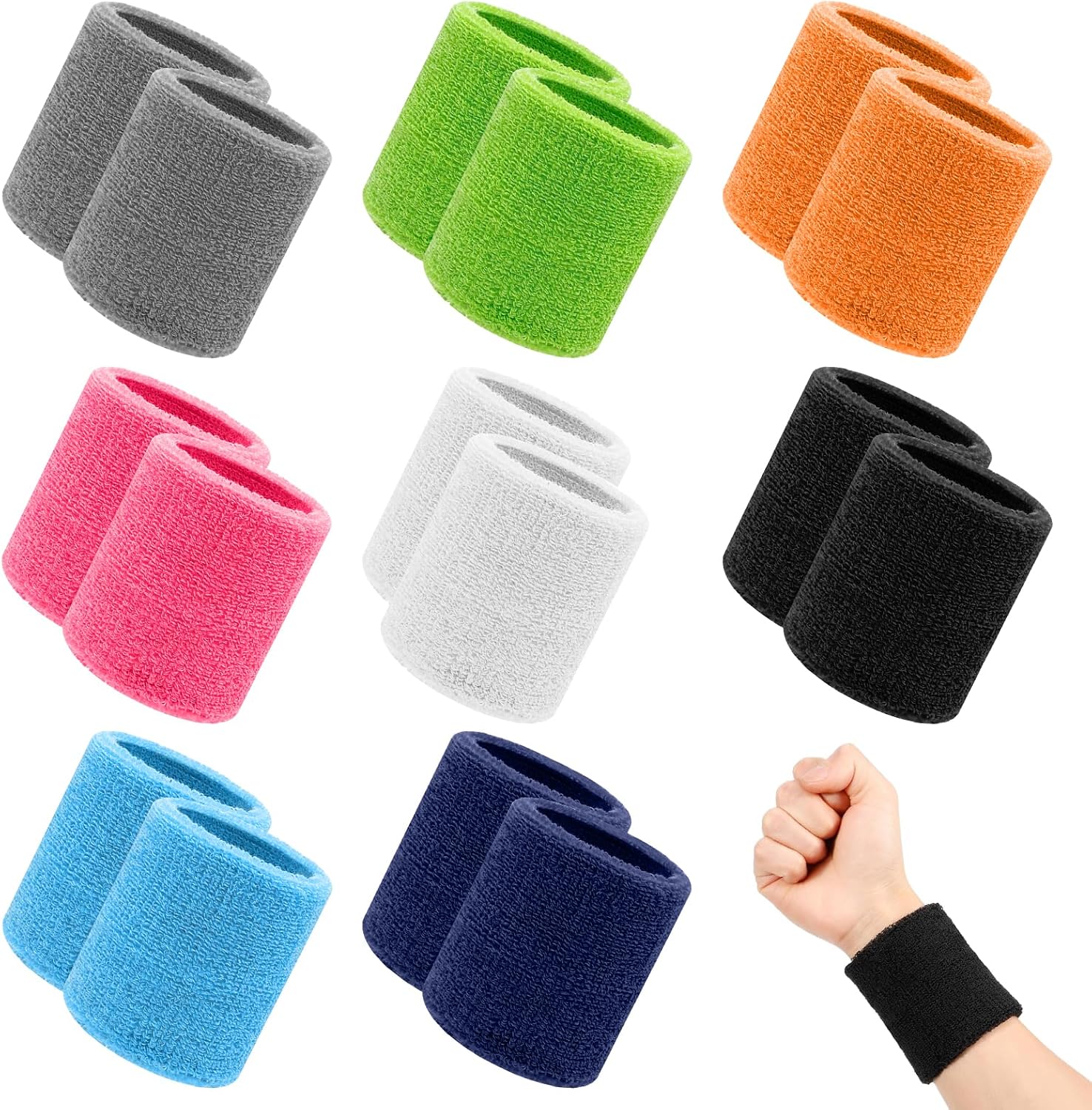 TPTGIAR 16 PCS Sweat Bands Wristbands, Elastic Sweatband, Wrist Bands ...