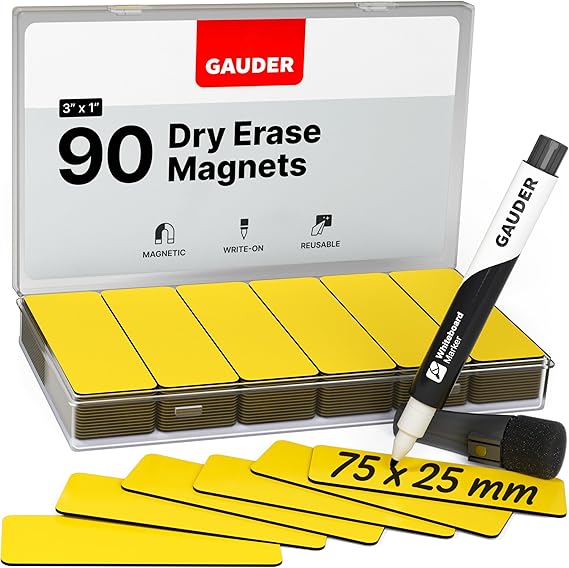 Amazon.com: GAUDER Magnetic Dry Erase Labels | 90x Magnetic Labels (3 ...