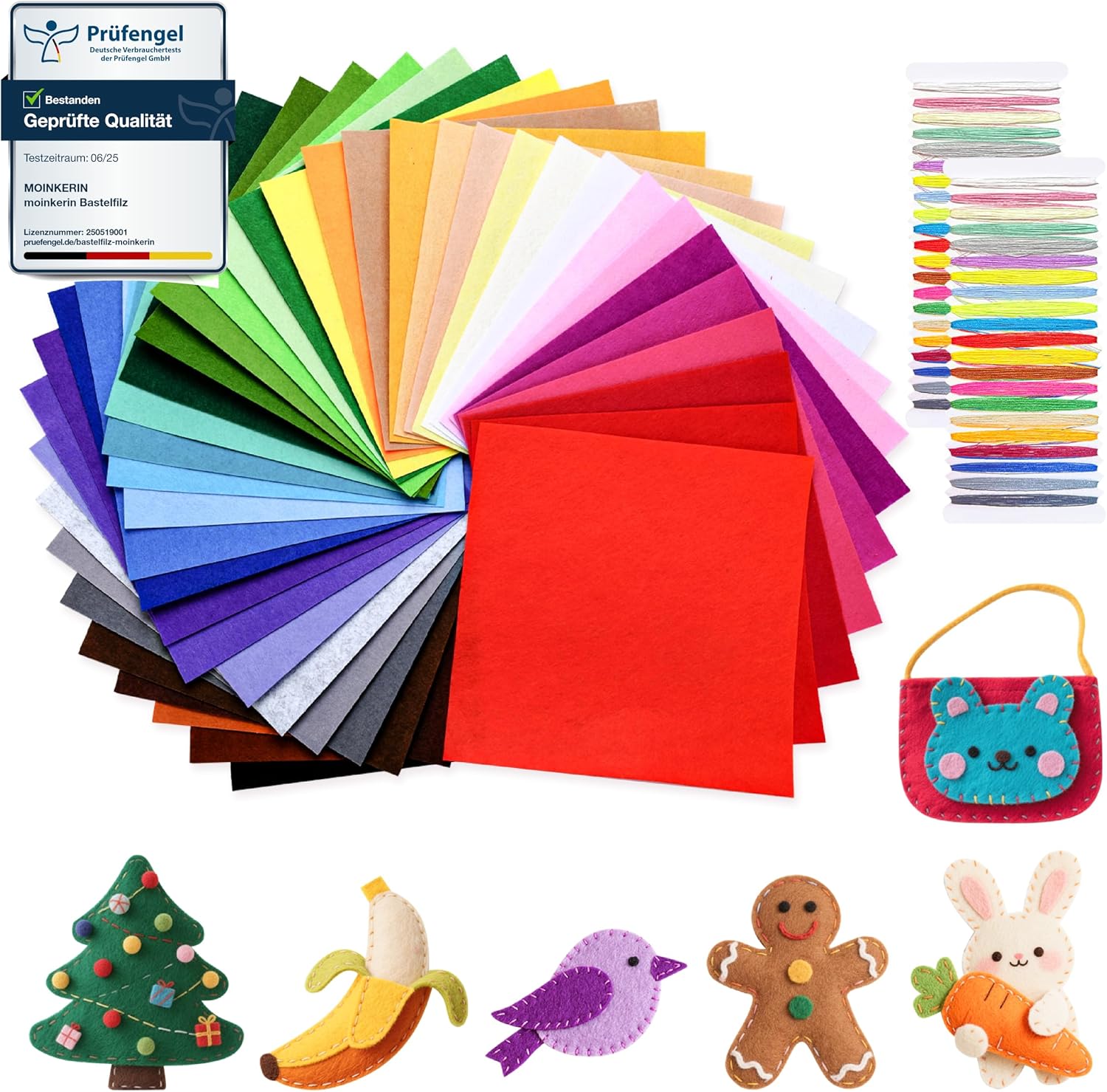 moinkerin Felt Sheets for Crafting with Thread 15X15cm (6"x6") Felt ...
