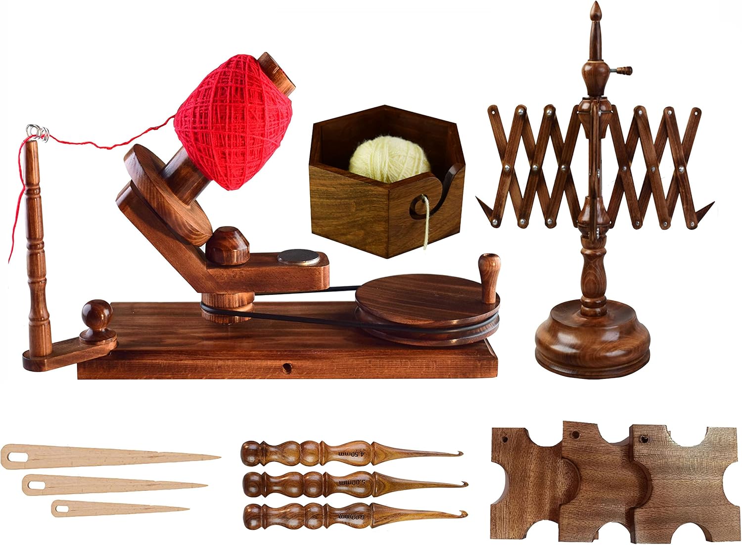 Amazon.com: Yarn Winder - Large Wooden Yarn Winder & Swift Set of 12 ...