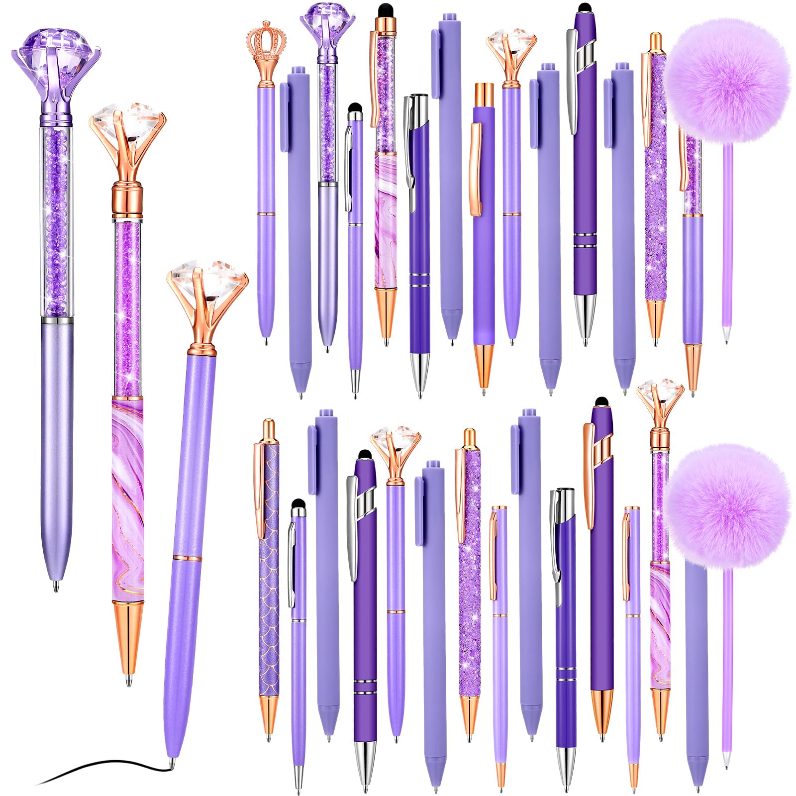 Amazon.com : Saypacck 30 Pcs Purple Pens Crystal Diamond Ballpoint Pens ...
