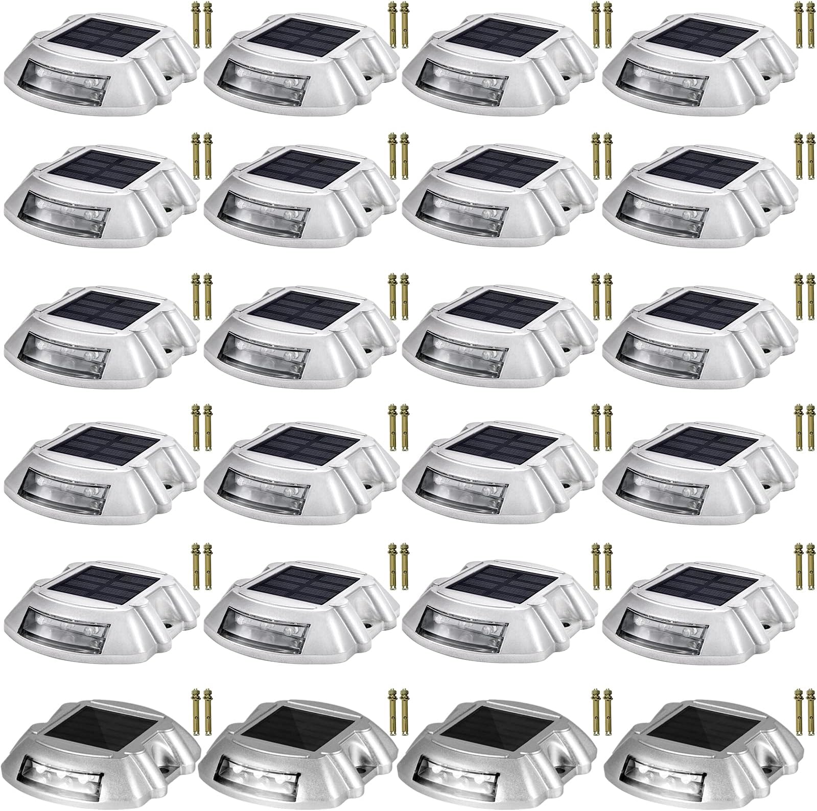 VEVOR Driveway Lights 24-Pack Solar Driveway Lights White with Screw ...