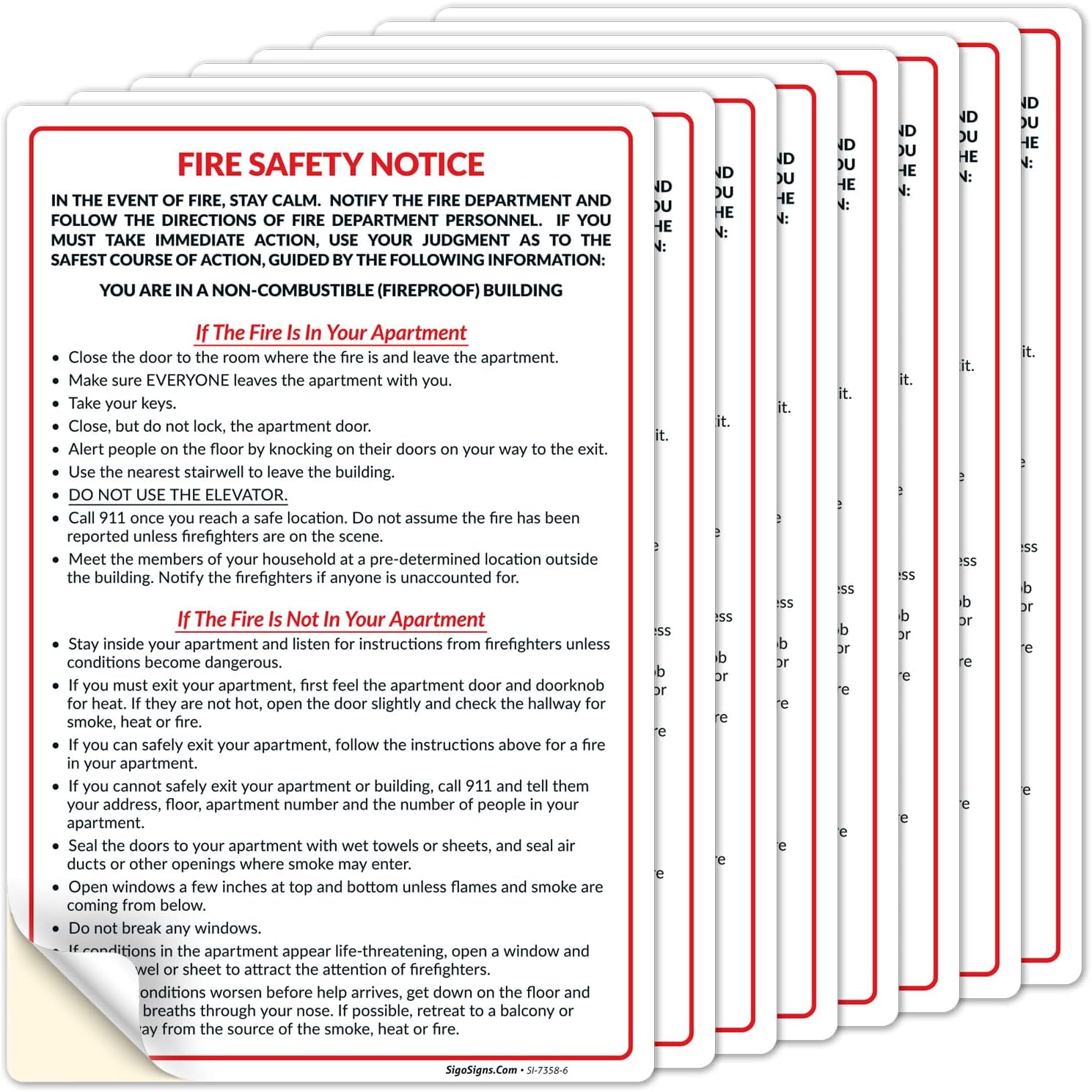 Amazon.com: (8 Pack) Fire Safety Notice Fireproof Building Sign, None ...