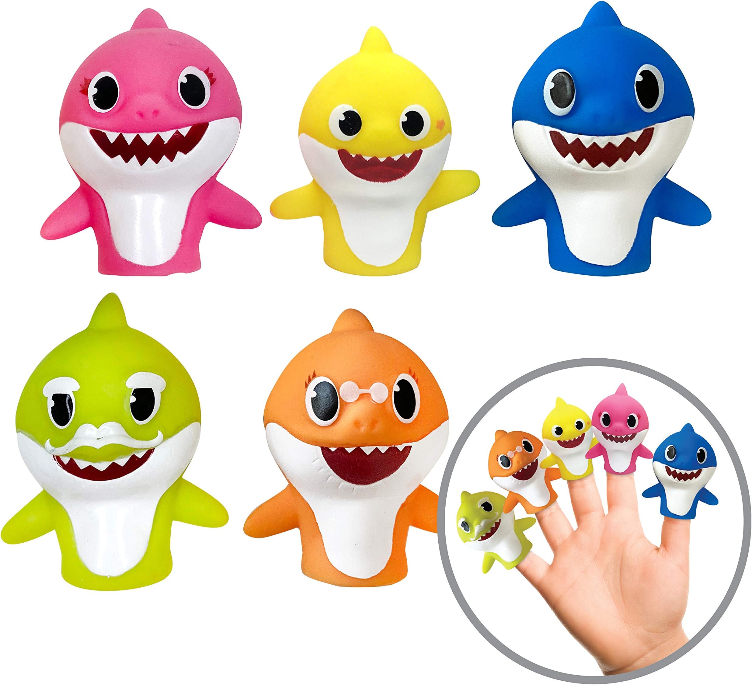Amazon.com : Nickelodeon Baby Shark Finger Puppets, 5 Pack 1st Gen ...