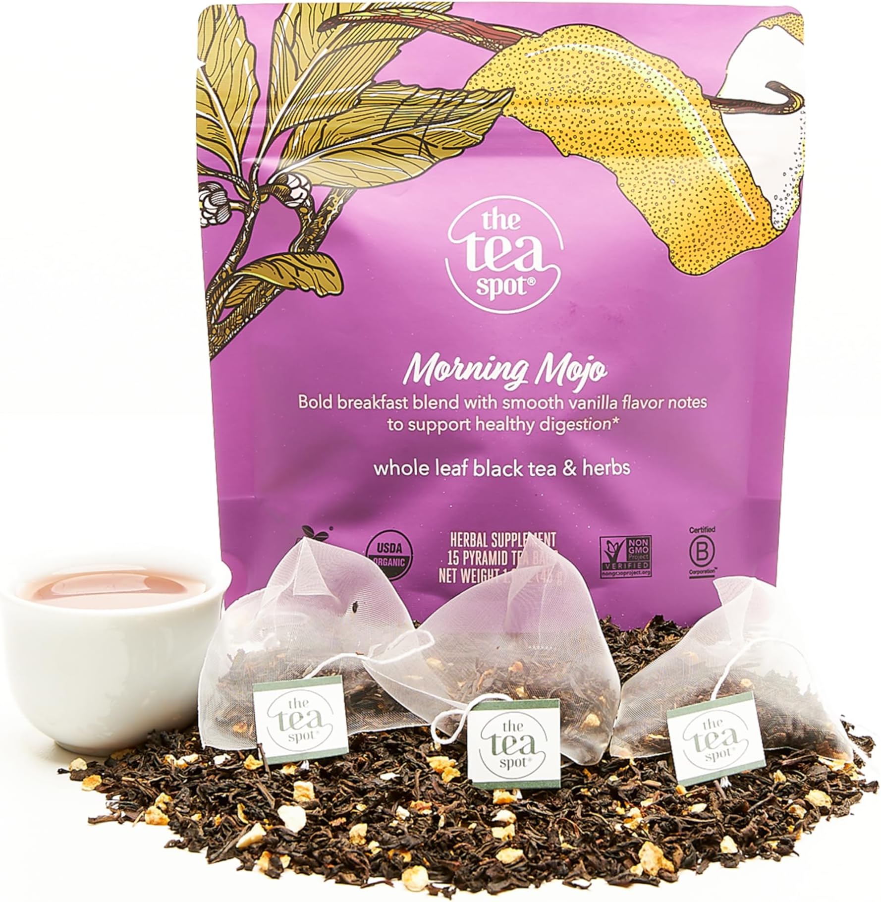 Amazon.com: The Tea Spot Organic Morning Mojo Black Tea with Vanilla ...