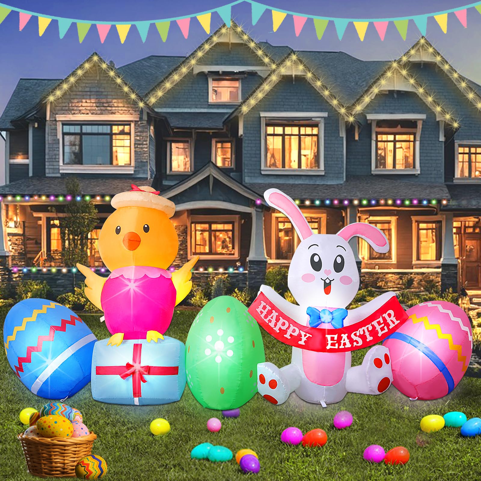 Snapklik.com : Kerithsoco Happy Easter 8.3FT Width Inflatables Rabbit ...