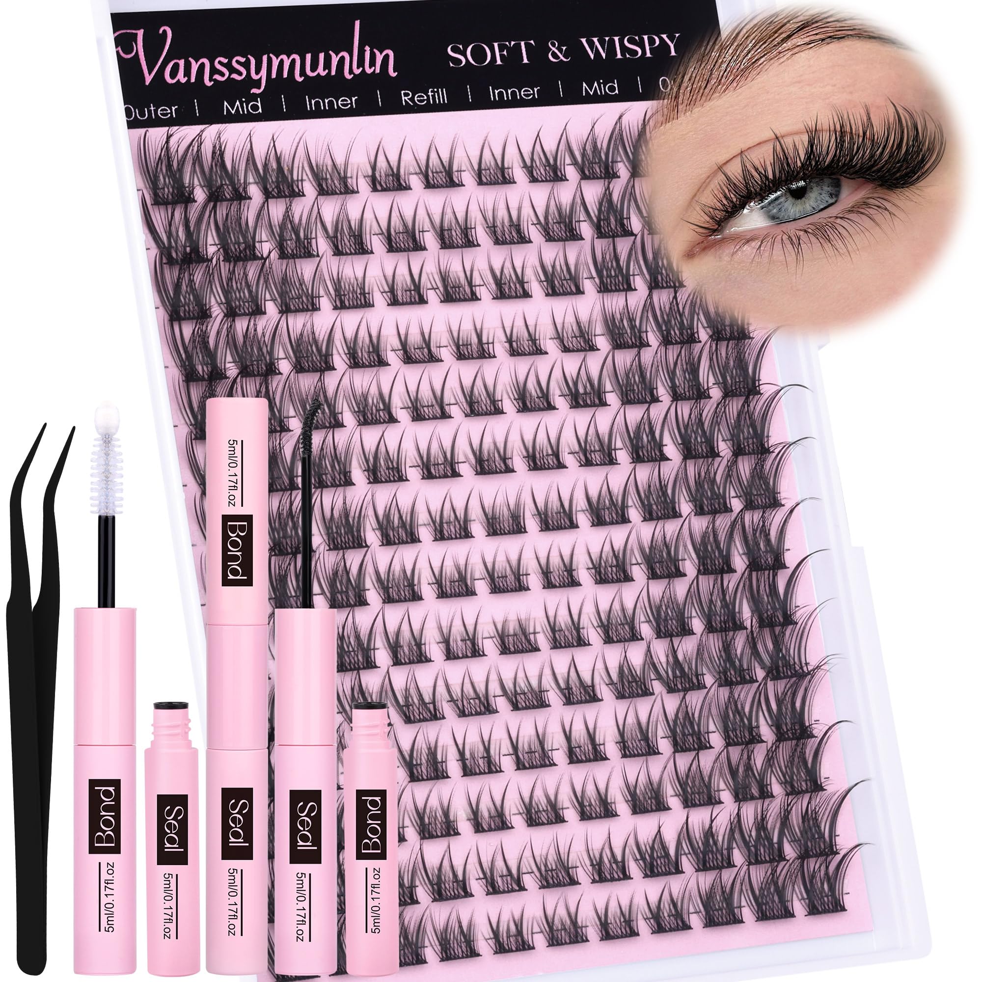 Eyelashes Wispy Lashes Individual Cluster Lashes Kit 154pcs Lash ...